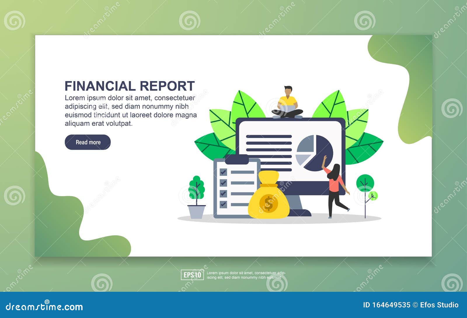 Landing Page Template of Financial Report. Modern Flat Design Concept ...