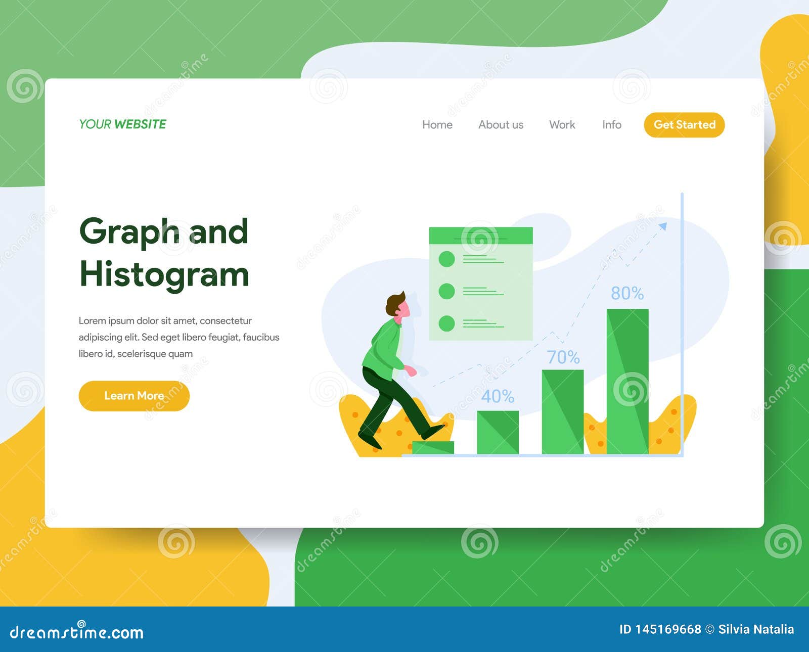 Landing Page Template of Graph and Histogram Illustration Concept ...