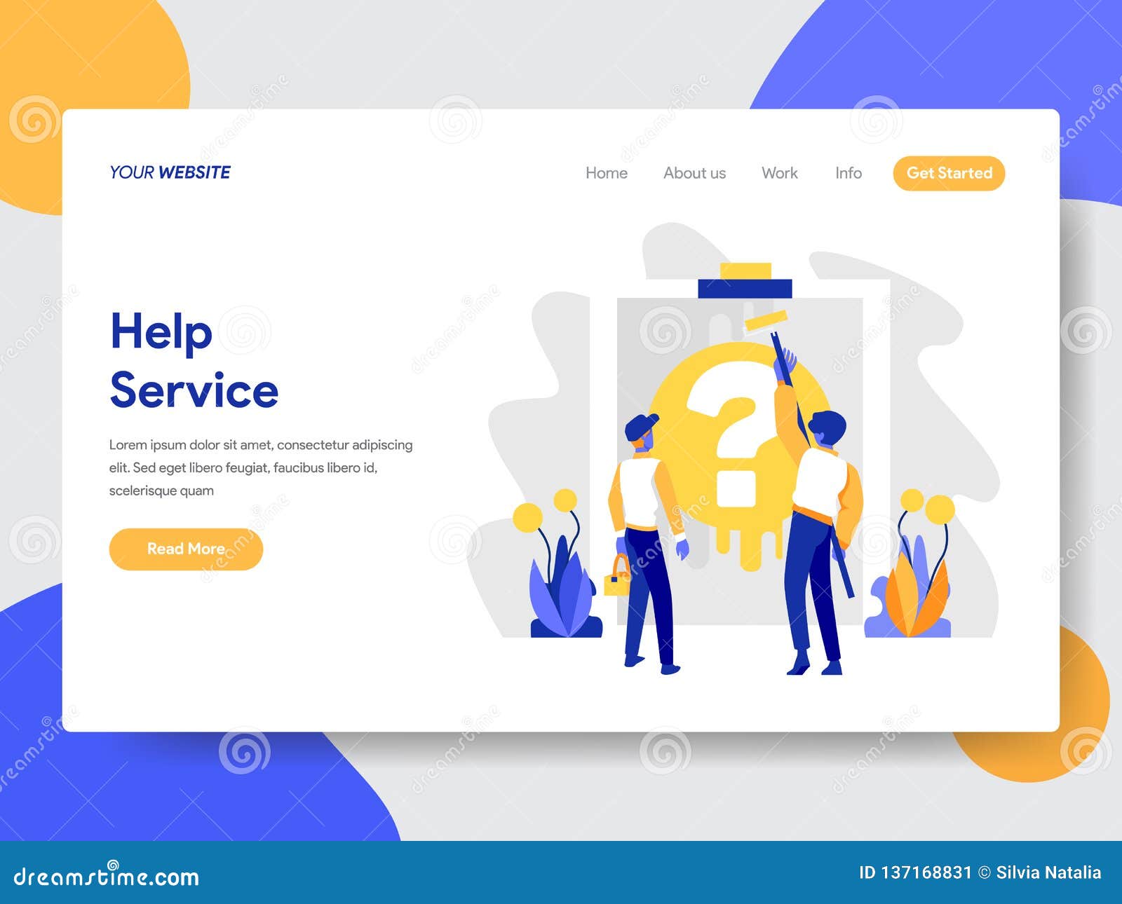 Landing Page Template of Help Service Concept. Modern Flat Design ...