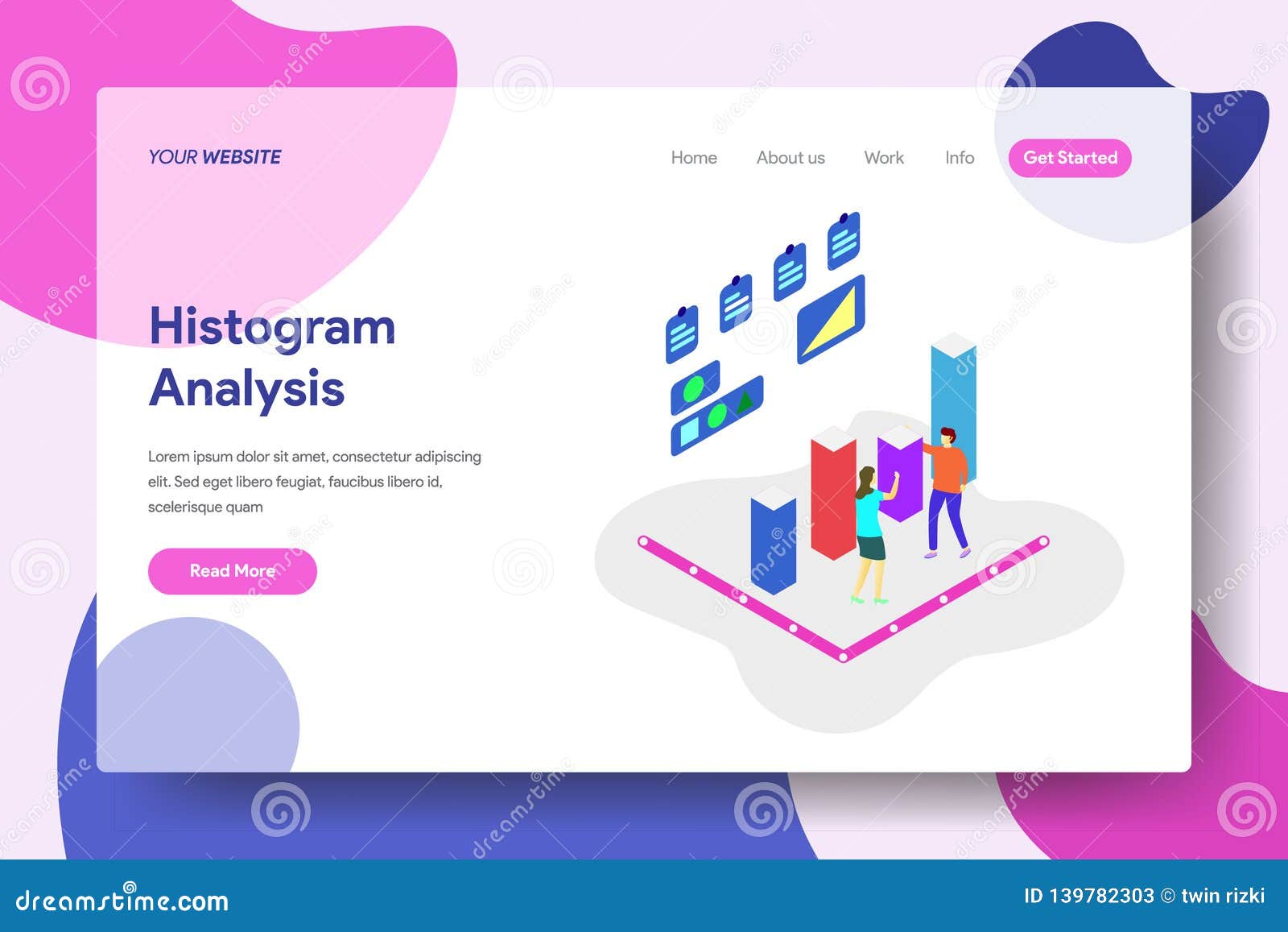 Landing Page Template of Histogram Analysis Stock Vector - Illustration ...