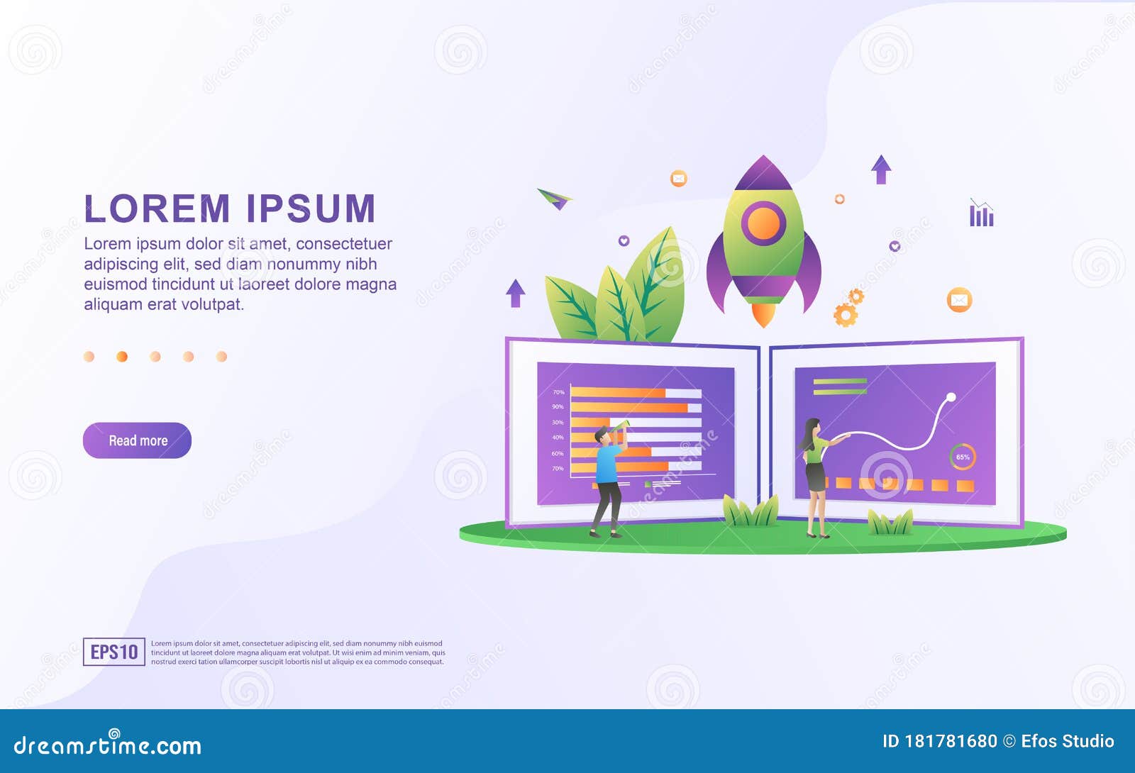 Landing Page Template with Illustrations Analyzing Chart Movements and ...