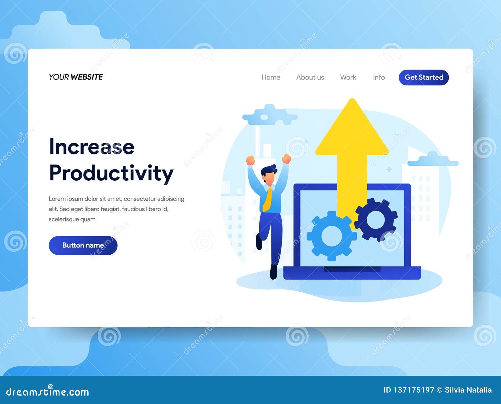 Landing Page Template of Increase Productivity Concept. Modern Flat ...