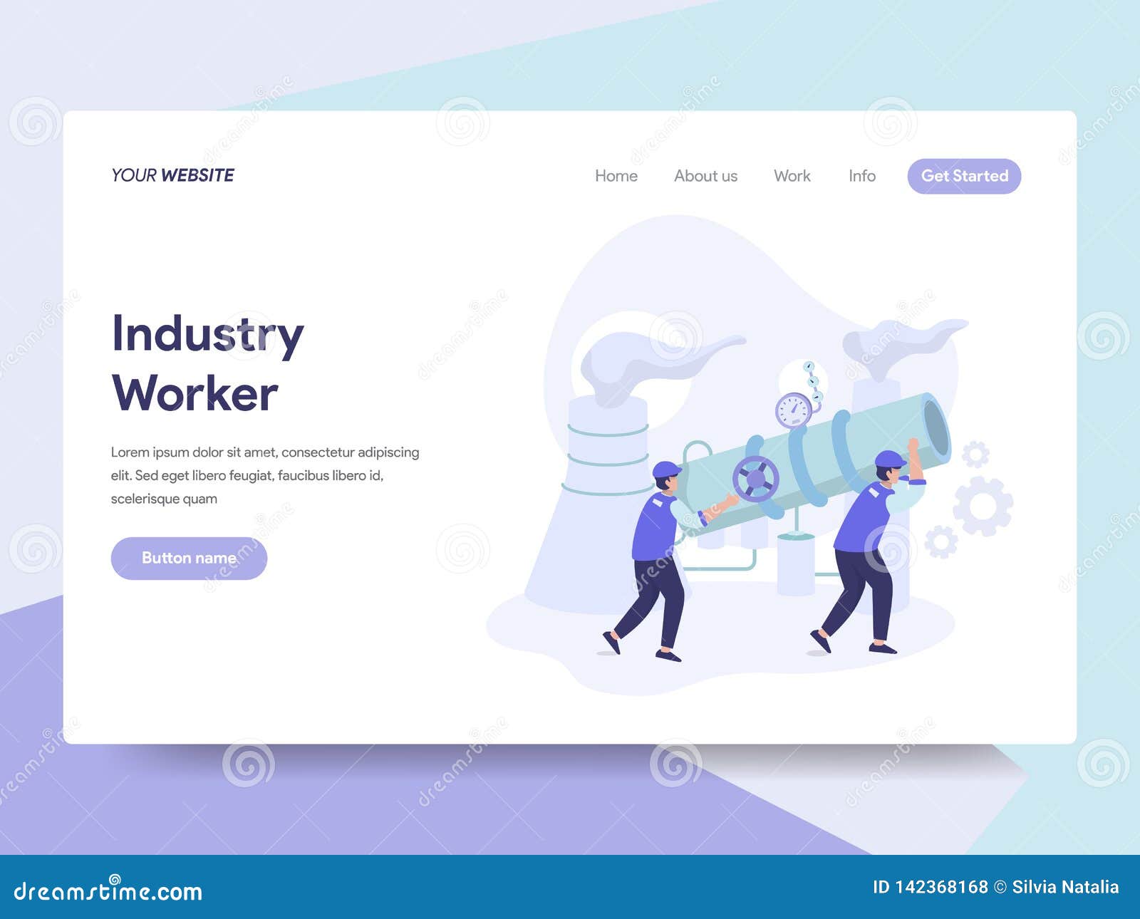 Landing Page Template of Industrial Worker Illustration Concept ...