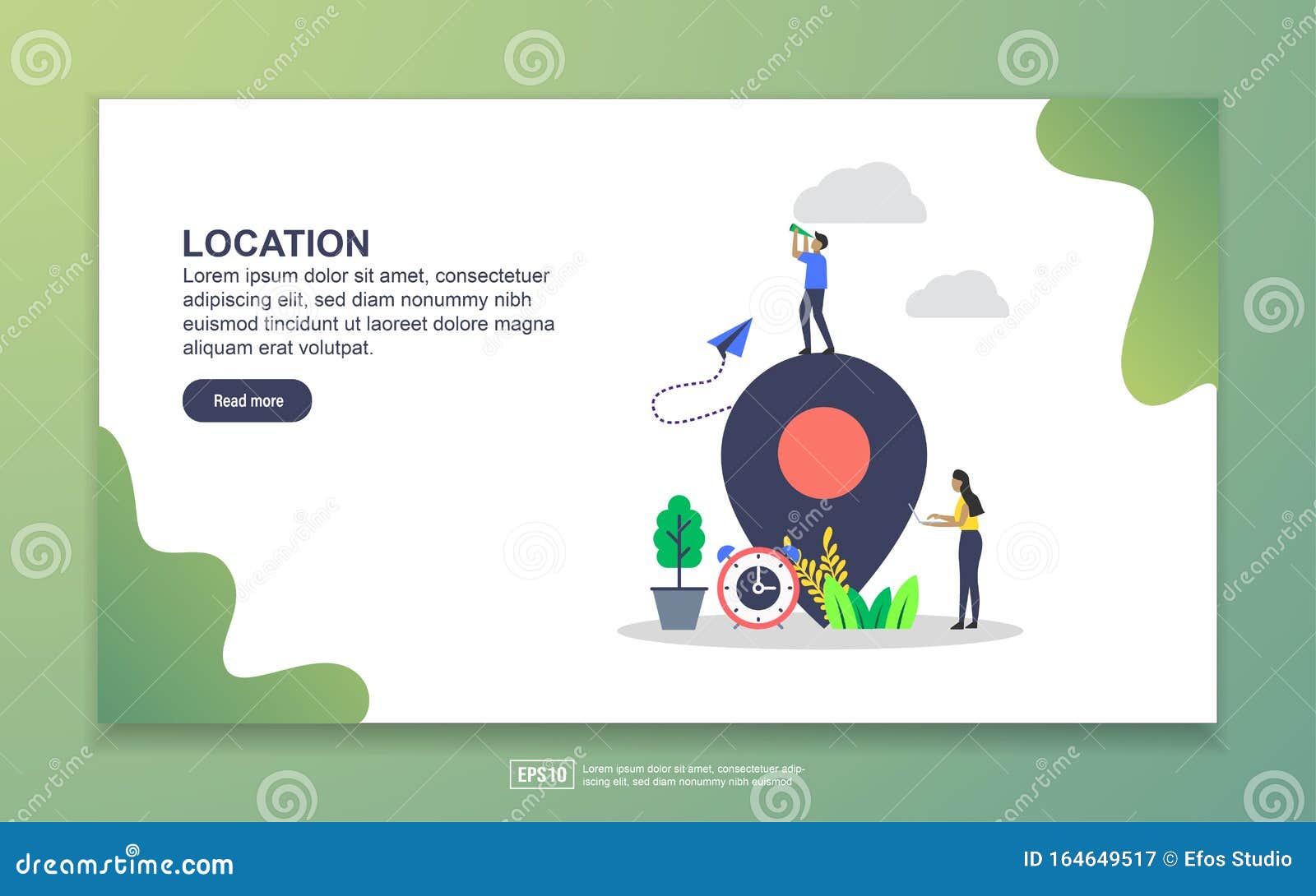 Landing Page Template of Location. Modern Flat Design Concept of Web ...