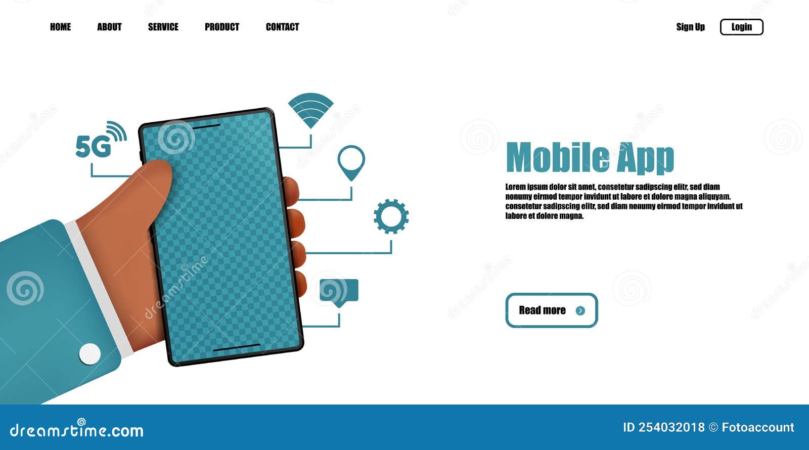Landing Page Template of Mobile App Technology - Vector Illustrations ... Landing Page Template of Mobile App Technology - Vector Illustrations ...