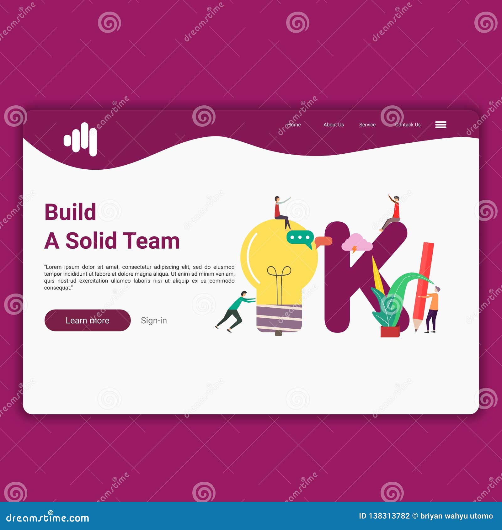 Modern Simple and Clean Landing Page Template Design. Flat Style ...