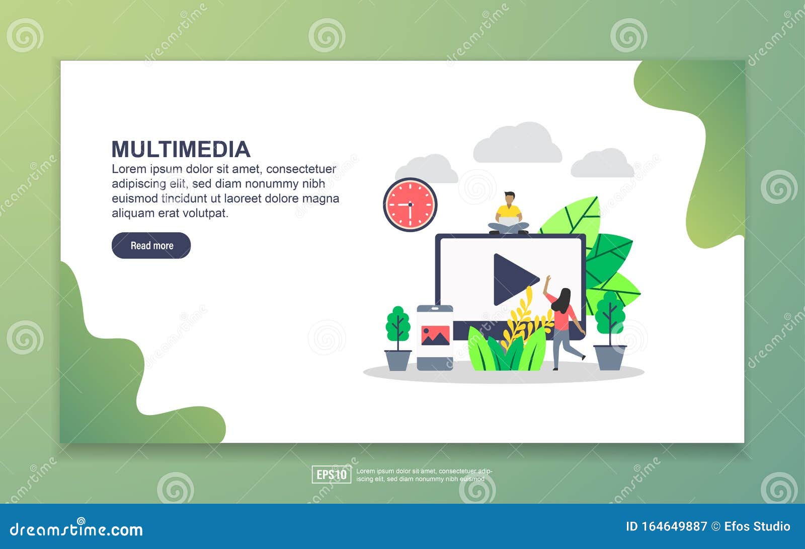 Landing Page Template of Multimedia. Modern Flat Design Concept of Web ...