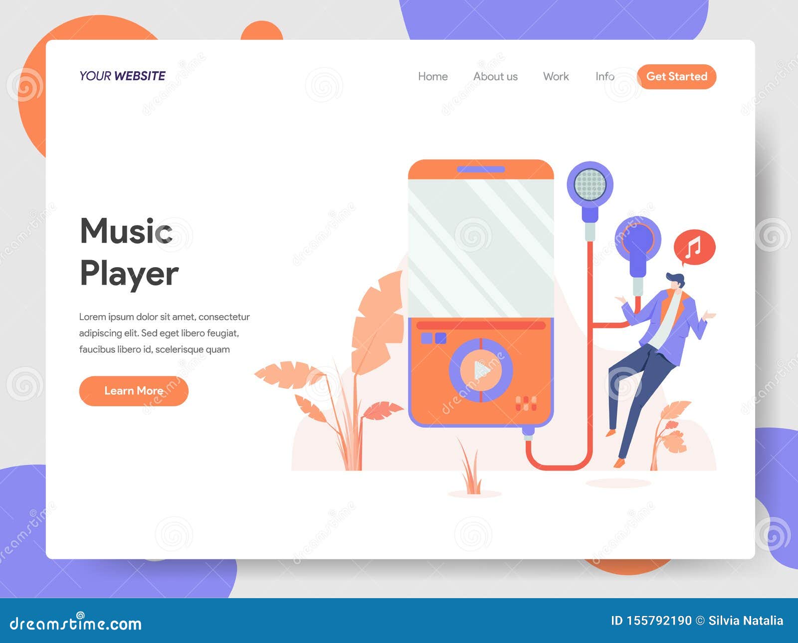 Landing Page Template of Music Player Illustration Concept. Modern ...