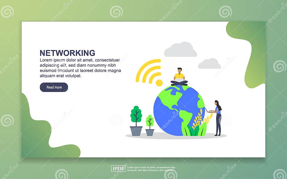 Landing Page Template of Networking. Modern Flat Design Concept of Web ...