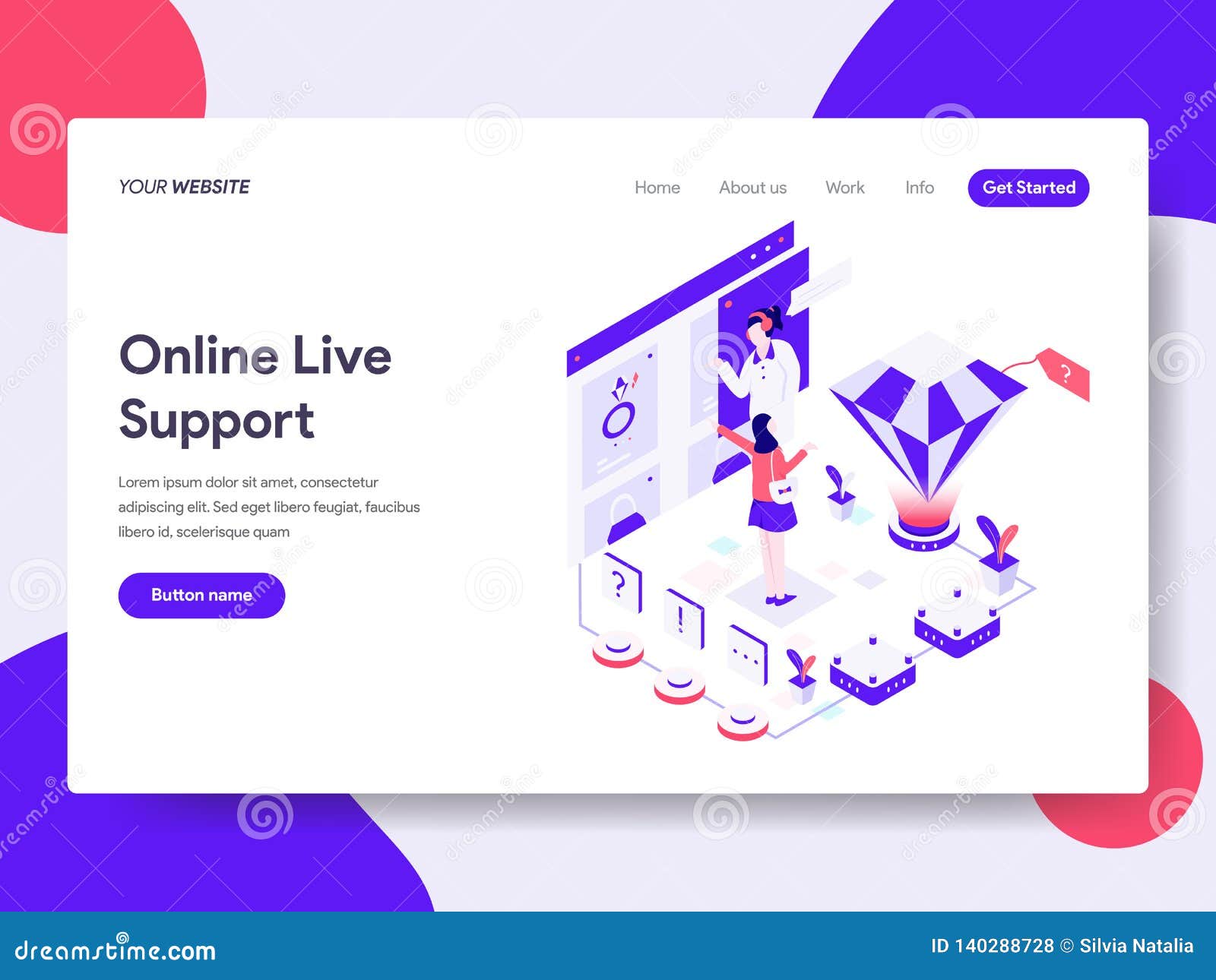 Landing Page Template of Online Live Support Illustration Concept ...