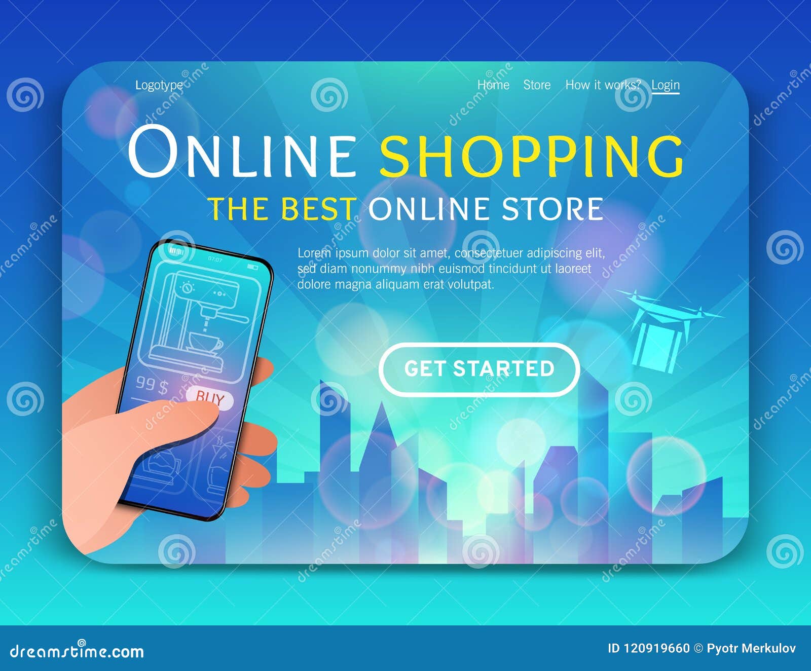 Landing Page Template of Online Shopping and E-commerce.Modern Flat ...