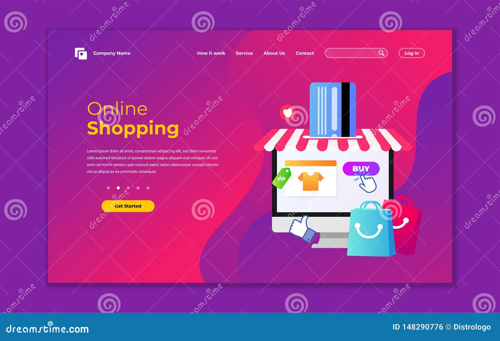 Landing Page Template of Online Shopping. Modern Flat Design Concept of ...
