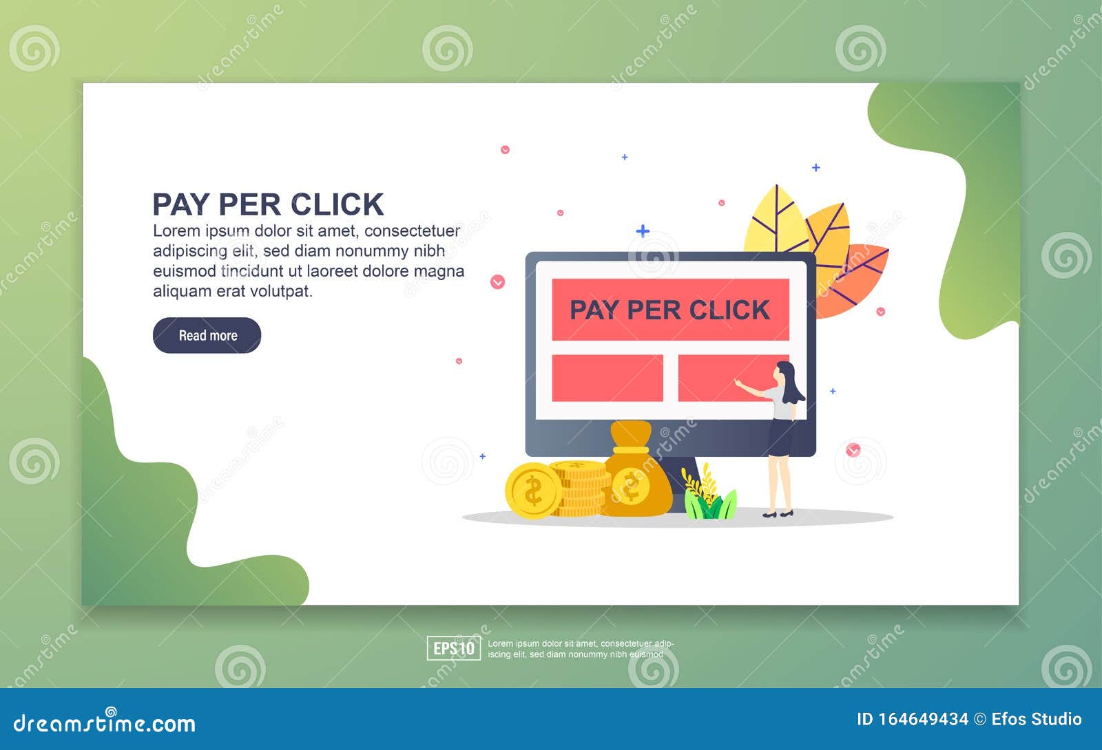 Landing Page Template of Pay Per Click. Modern Flat Design Concept of ...