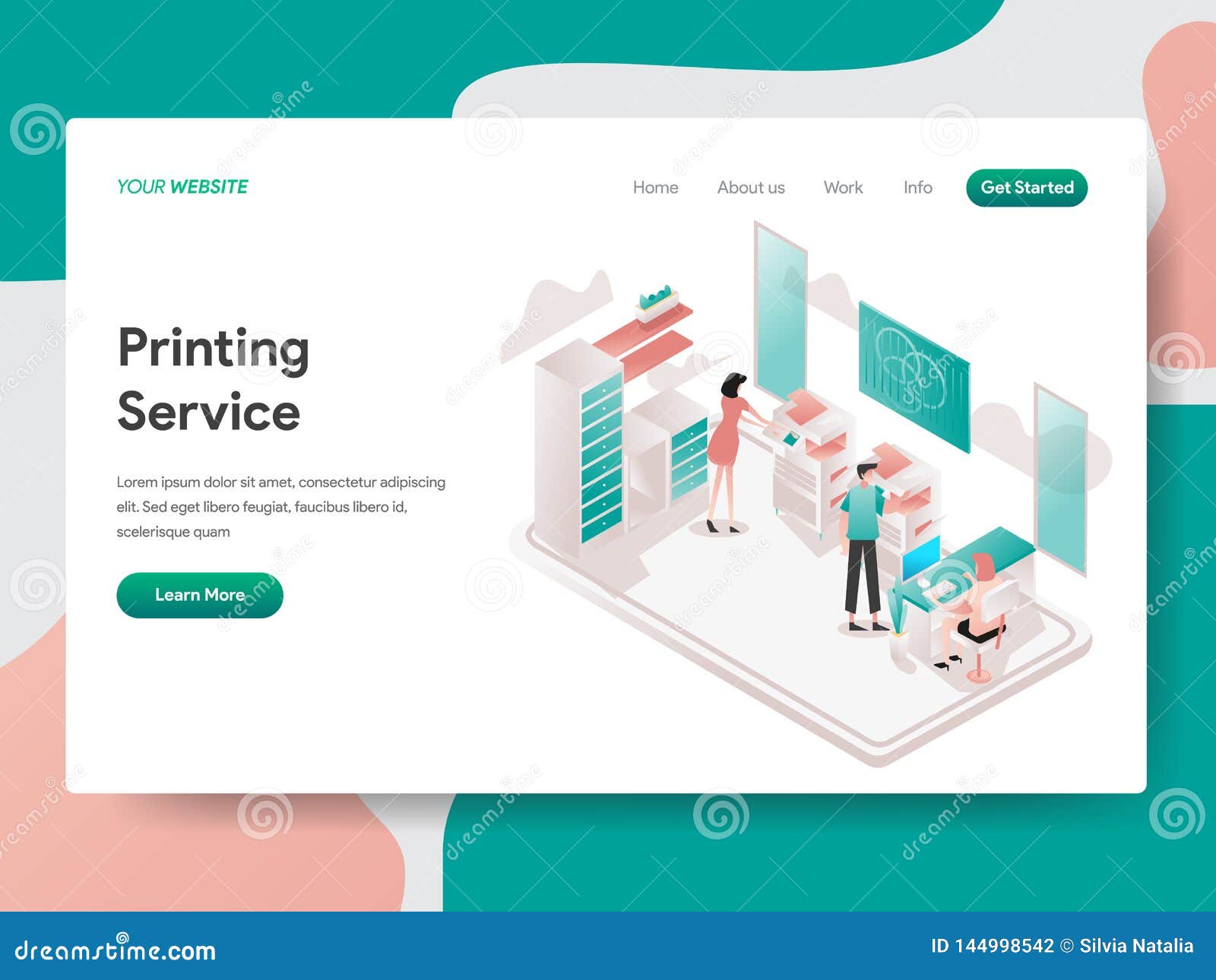 Landing Page Template of Printing Service Illustration Concept ...