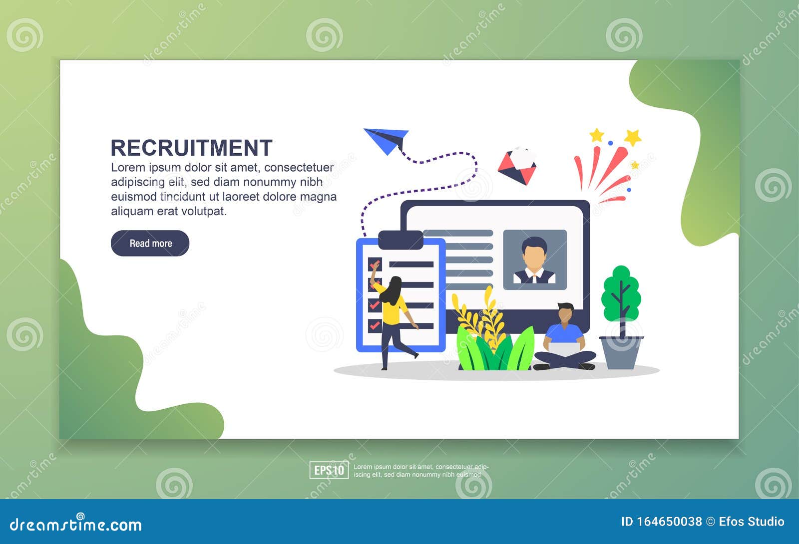 Landing Page Template of Recruitment. Modern Flat Design Concept of Web ...