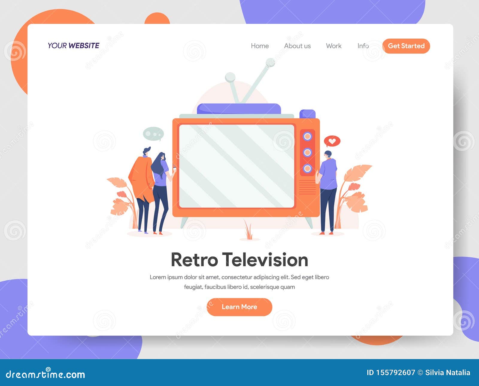 Landing Page Template of Retro Television Illustration Concept. Modern ...