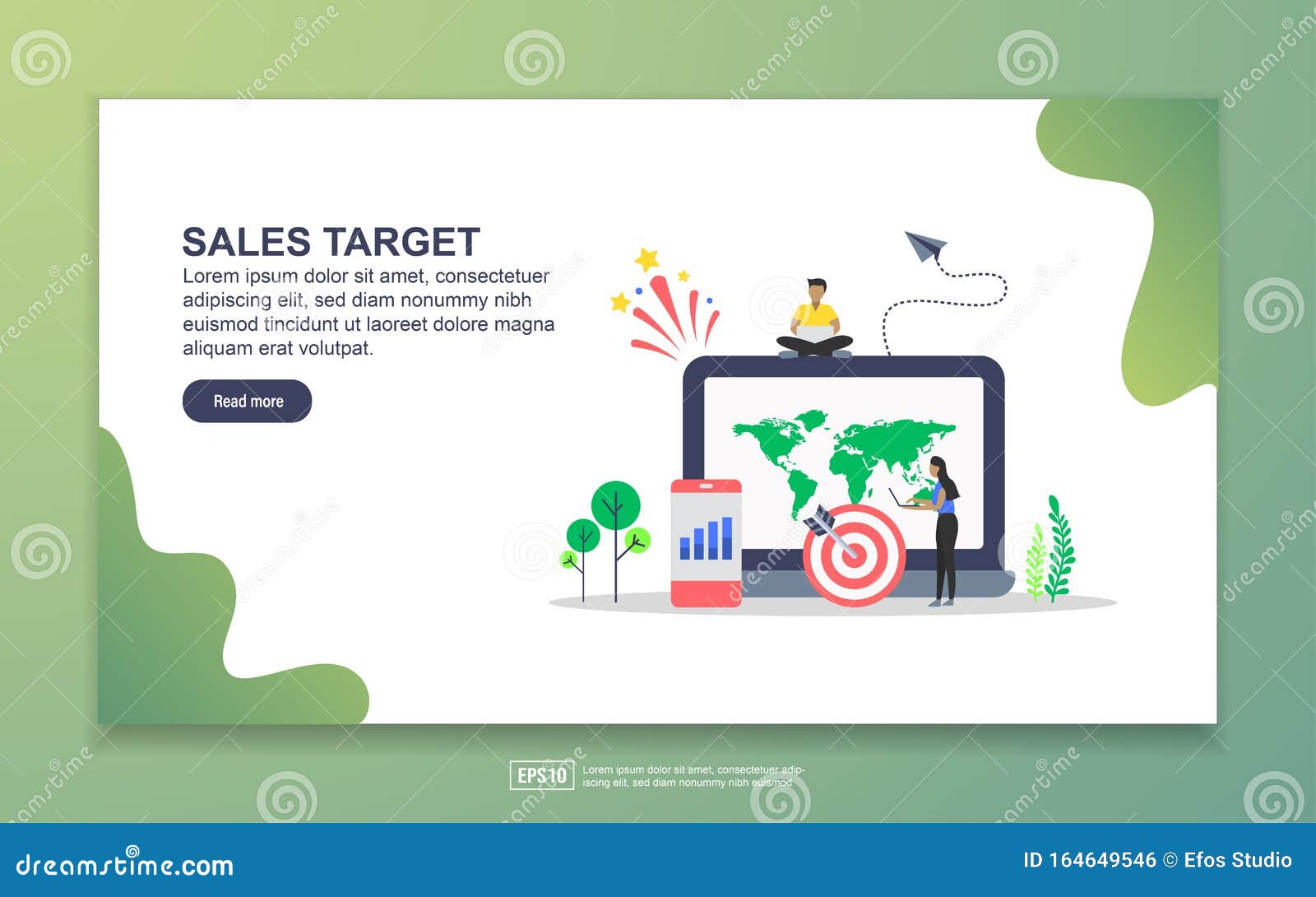 Landing Page Template of Sales Target. Modern Flat Design Concept of ...