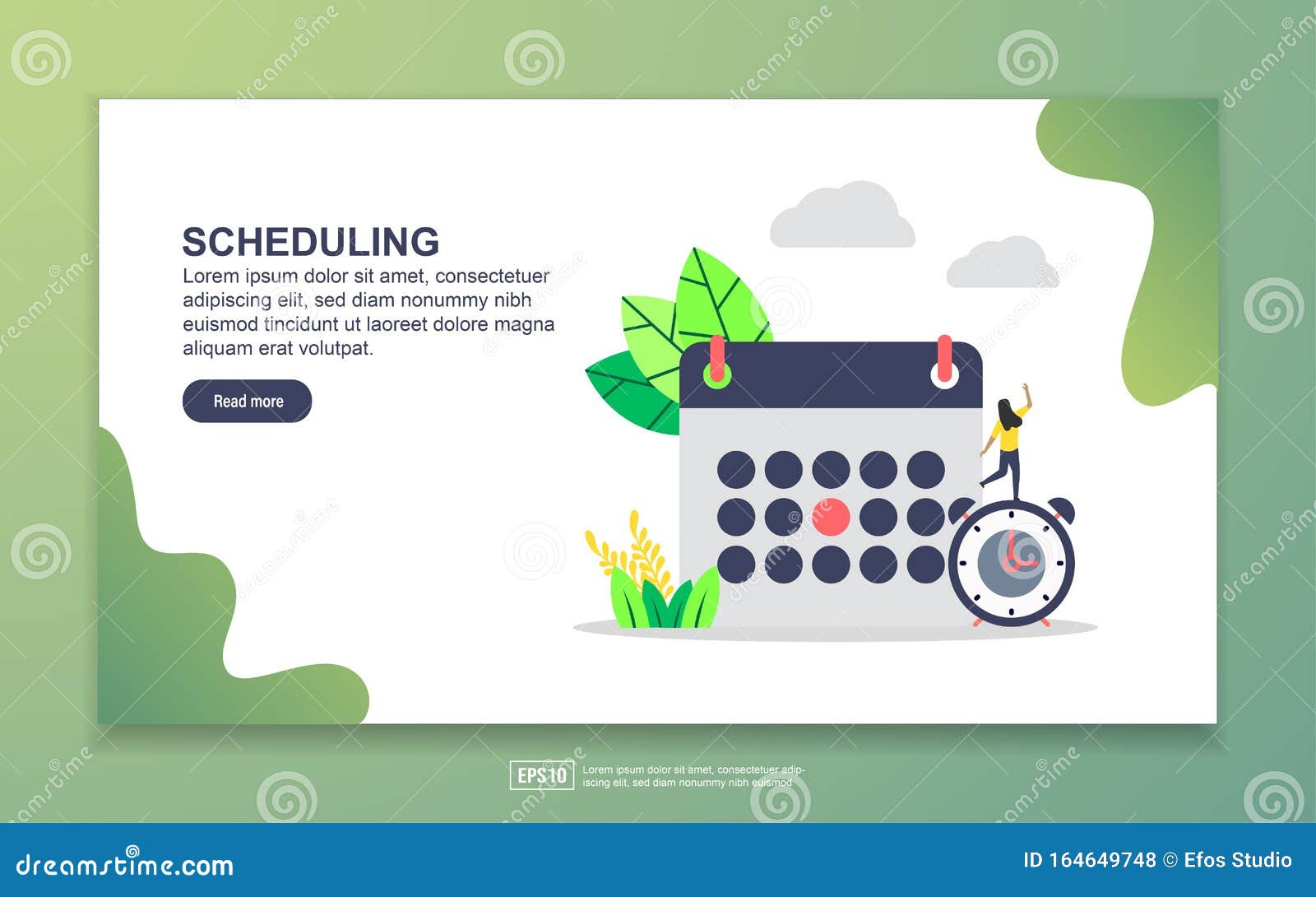 Landing Page Template of Scheduling. Modern Flat Design Concept of Web ...