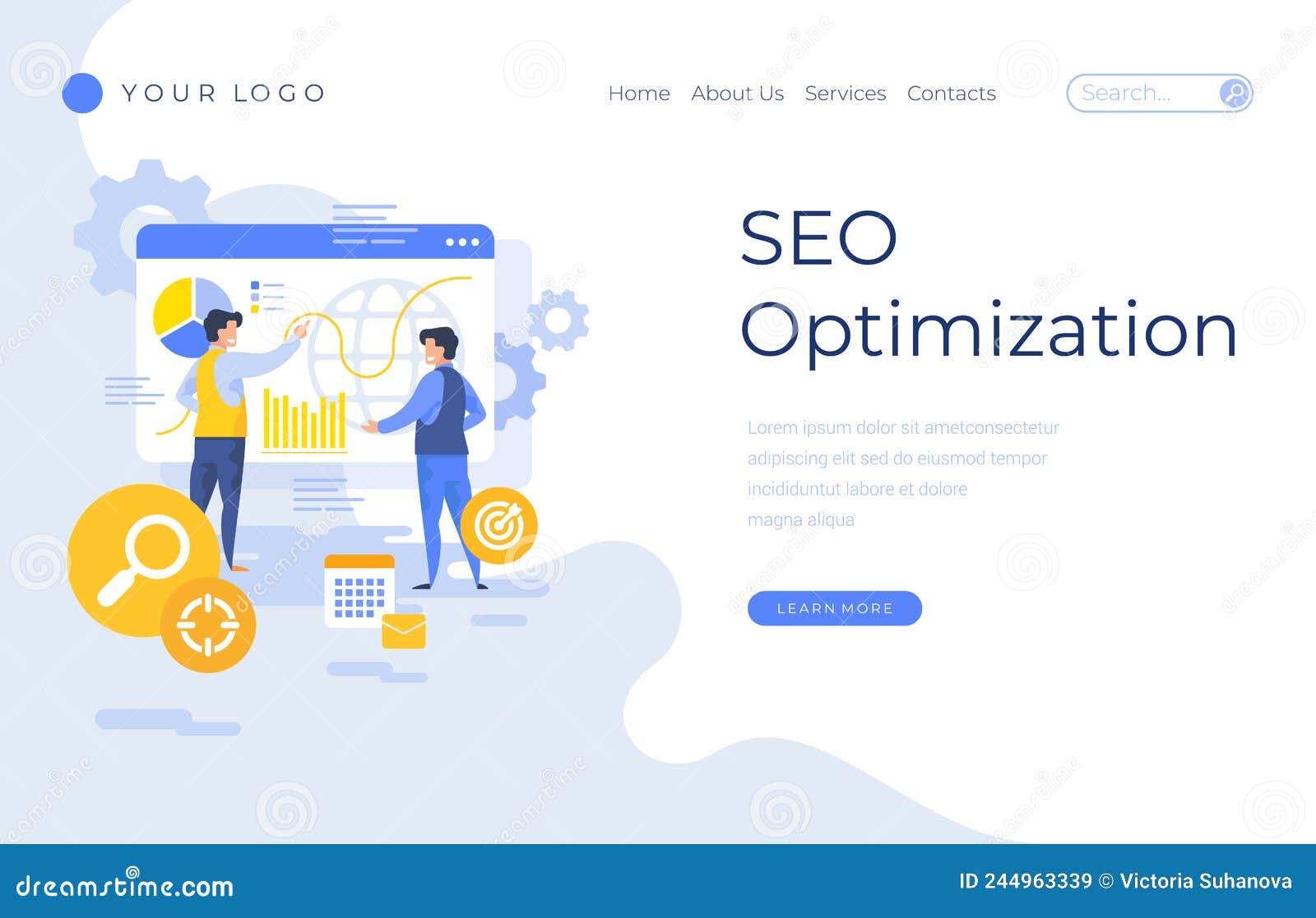 Landing Page Template Seo Optimization Concept with Office People ...