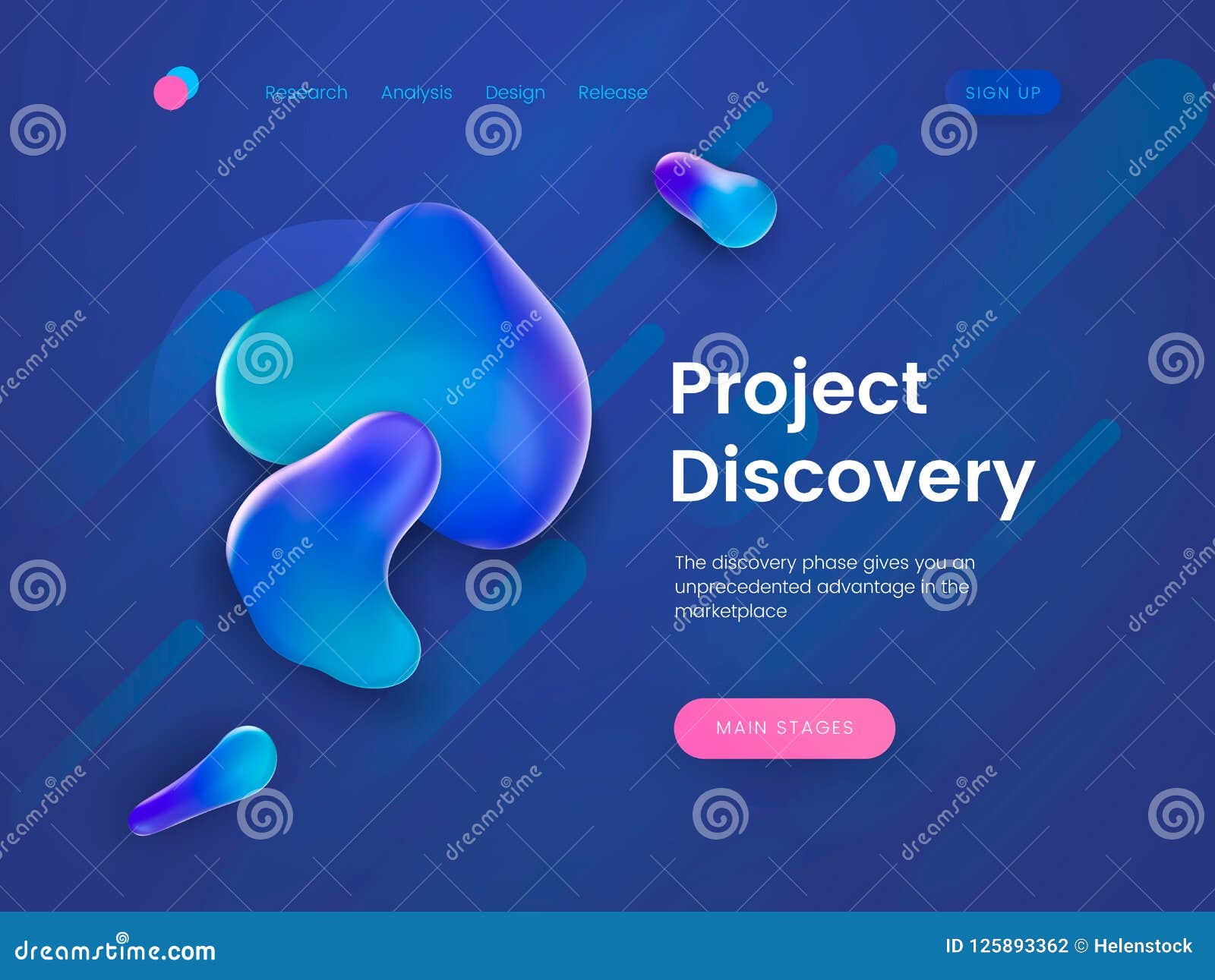 Landing Page Template for the Sites with Theme of Research, Discovery ...