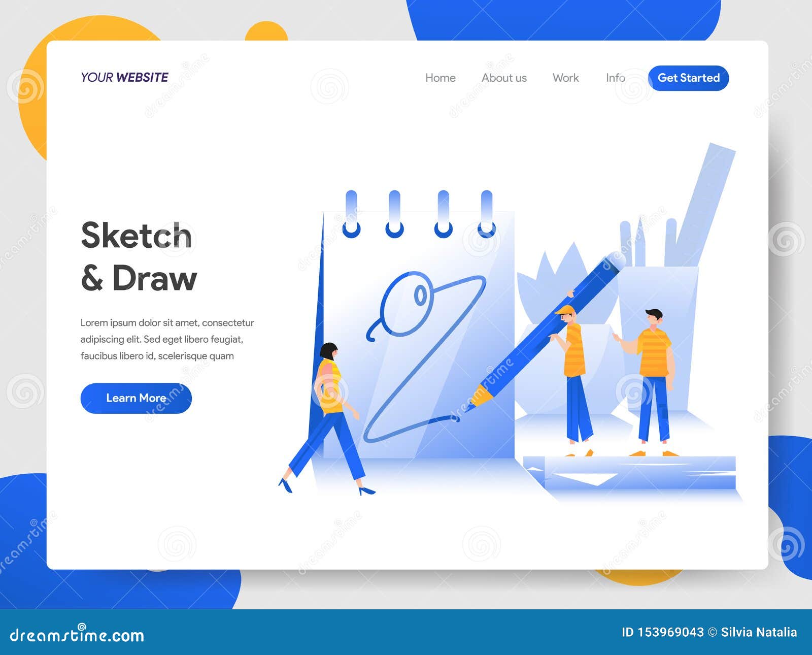 Landing Page Template of Sketching and Drawing on Paper Illustration ...