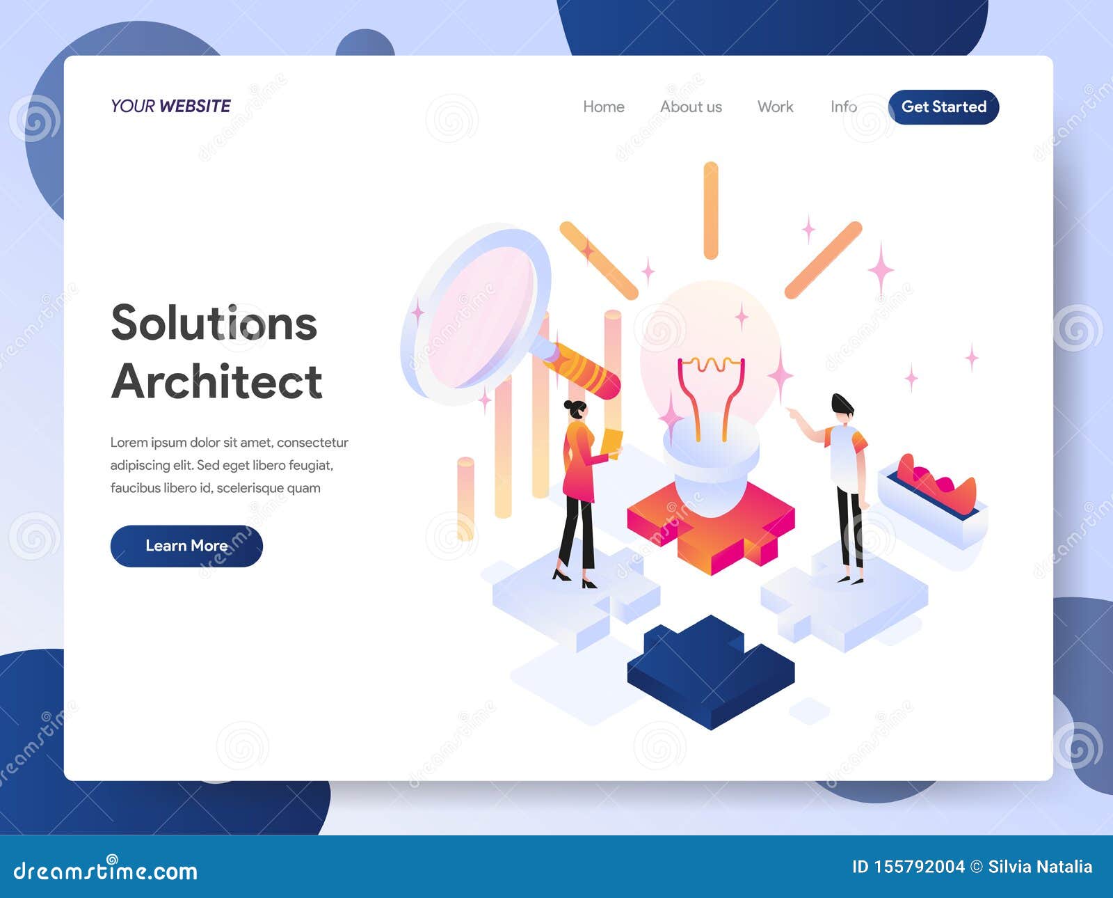 Landing Page Template of Solutions Architect Isometric Illustration ...