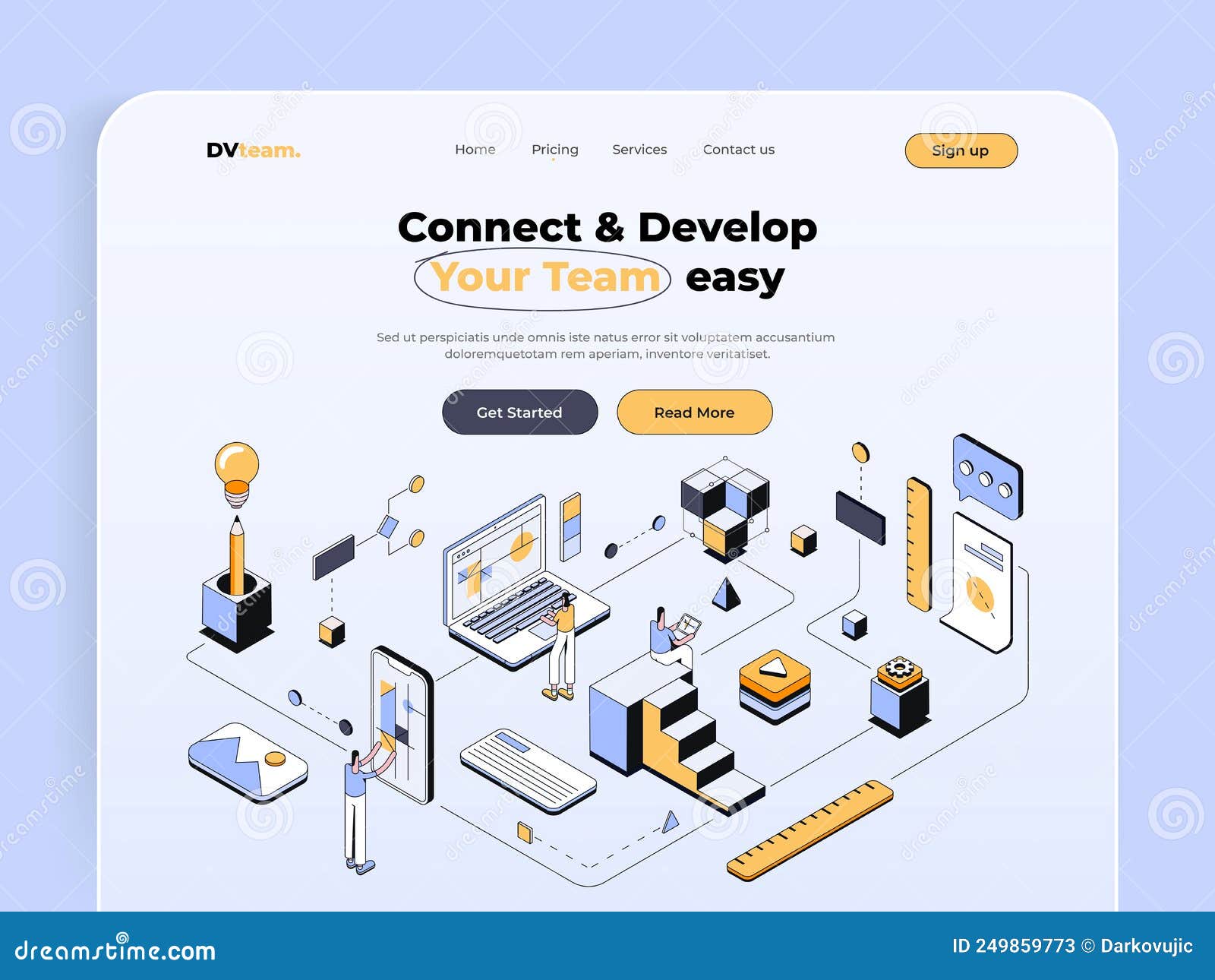 Landing Page Template - Teamwork Stock Vector - Illustration of ...