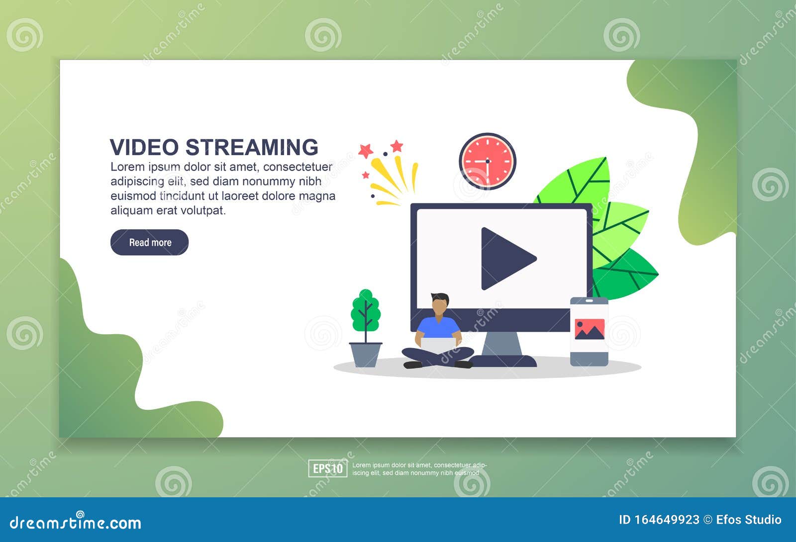 Landing Page Template of Video Streaming. Modern Flat Design Concept of ...