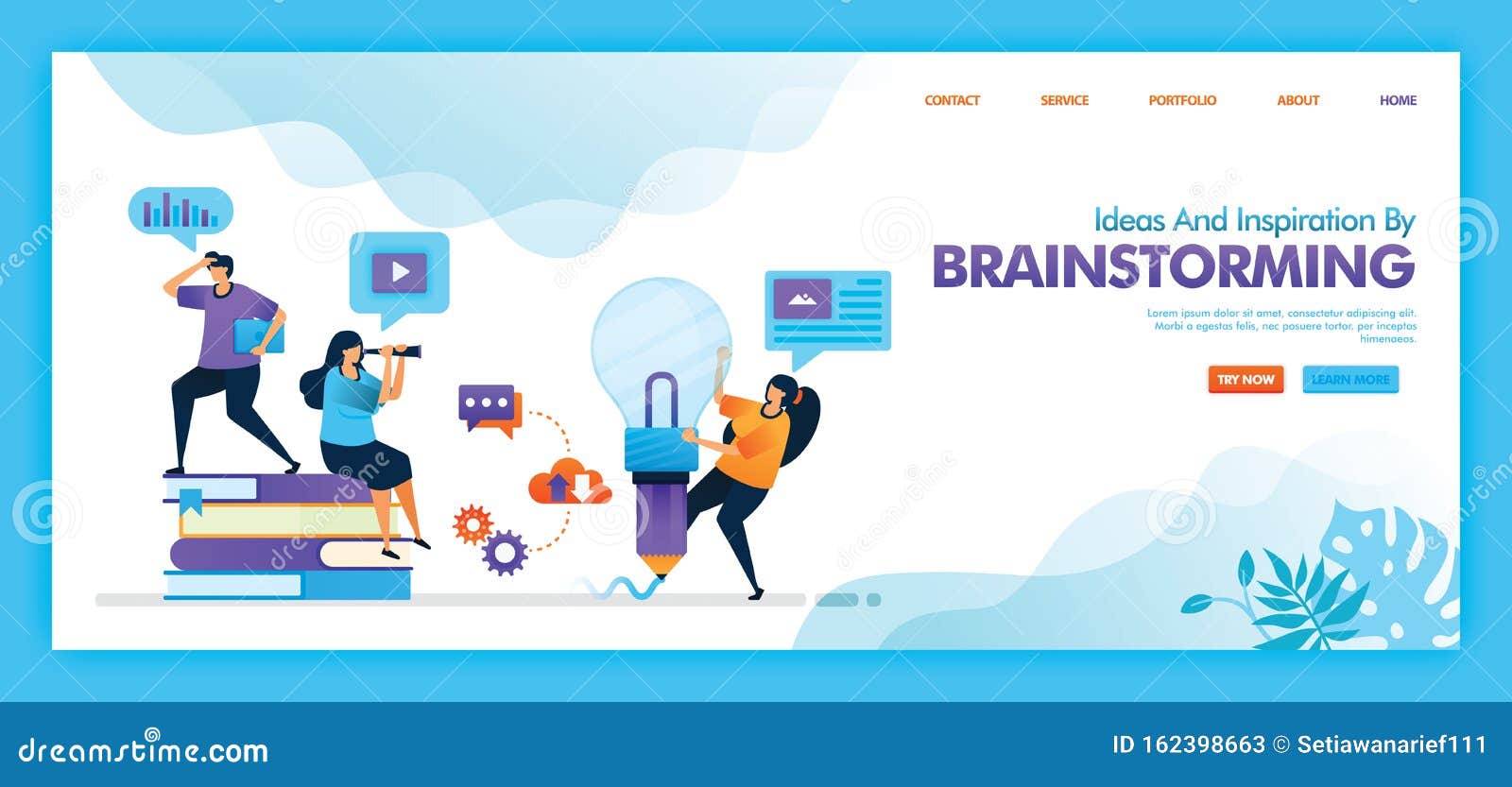 Landing Page Vector Design Of Ideas Dan Inspiration By Brainstorming ...