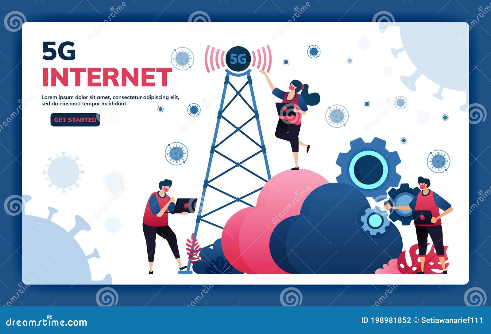 Landing Page Vector Illustration of 5g Infrastructure and Internet ...