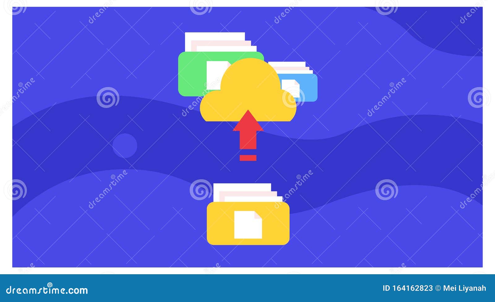 Landing Page Vector Illustration of Upload File To Cloud Server Using ...