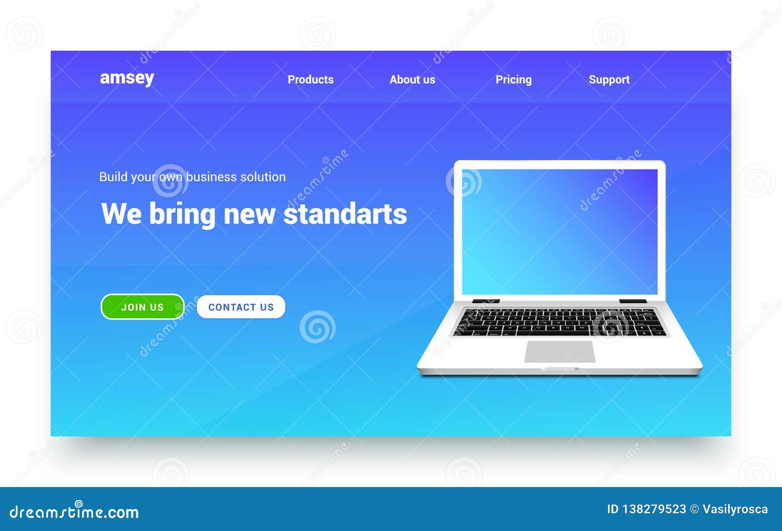 Landing Page Vector Laptop Website. Web Design Landing Page App ...