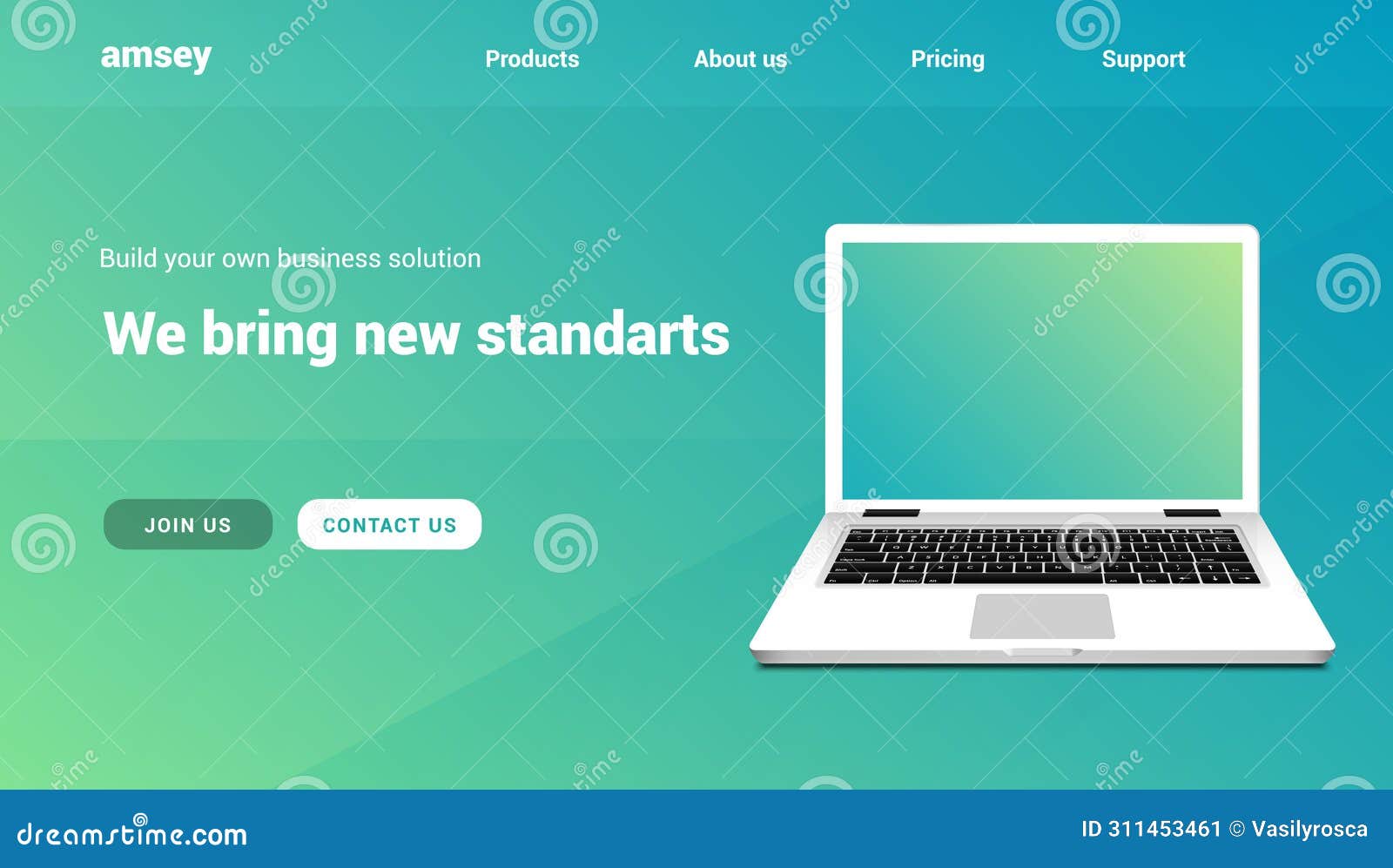 Landing Page Vector Laptop Website. Web Design Landing Page App ...