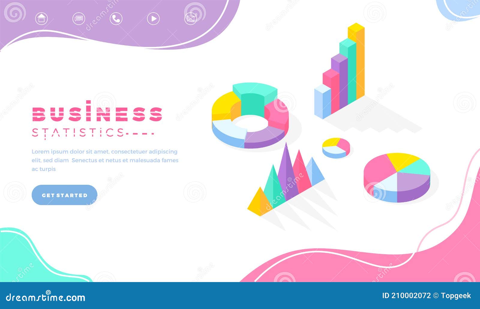 Statistics In Visual Form, Charts And Flowcharts Cartoon Vector ...