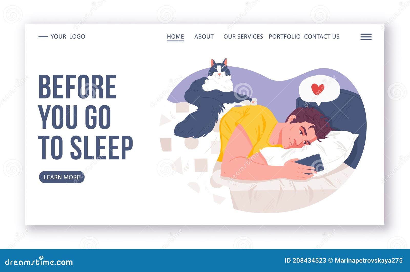 Insomnia Landing Page Design, Website Banner Vector Template Set ...
