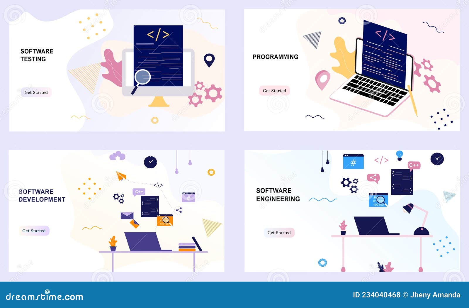 Landing Pages Of Software Development Coding Process Concept Designer
