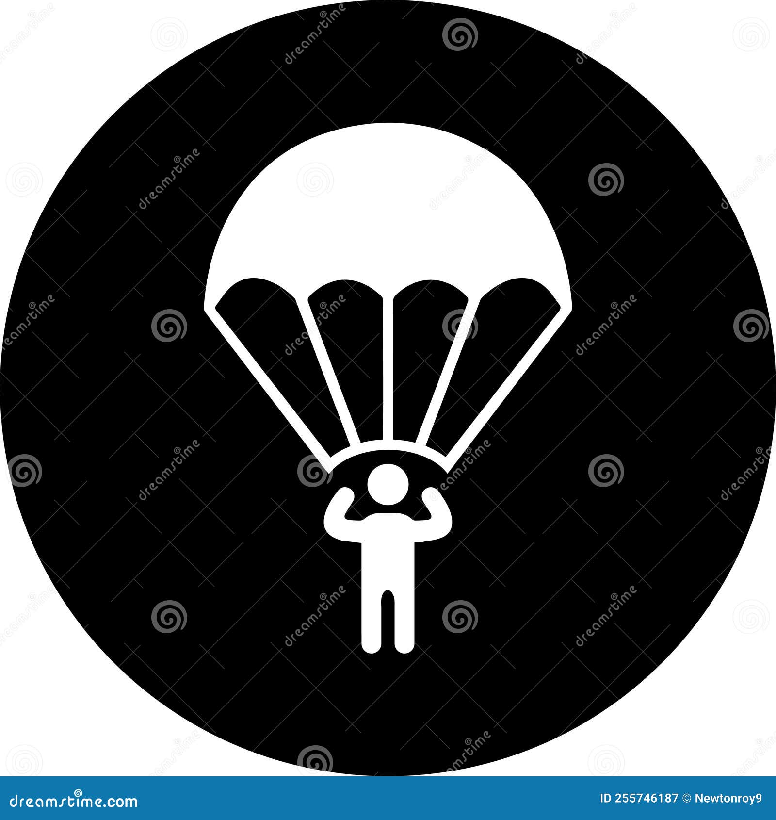 Landing, Parachute, Skydiving Icon. Rounded Vector Graphics Stock ...