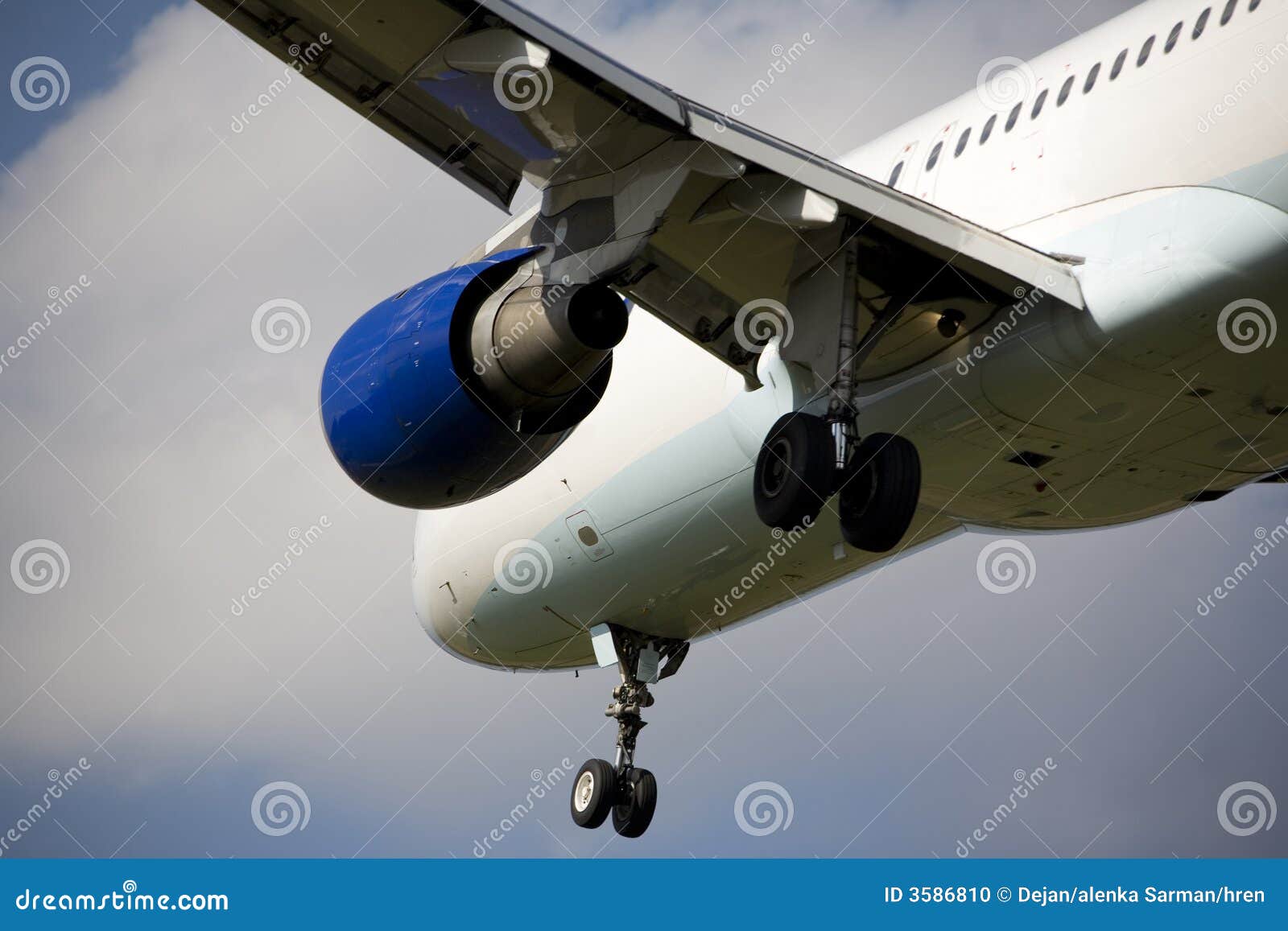 Landing passenger airplane stock photo. Image of trip - 3586810