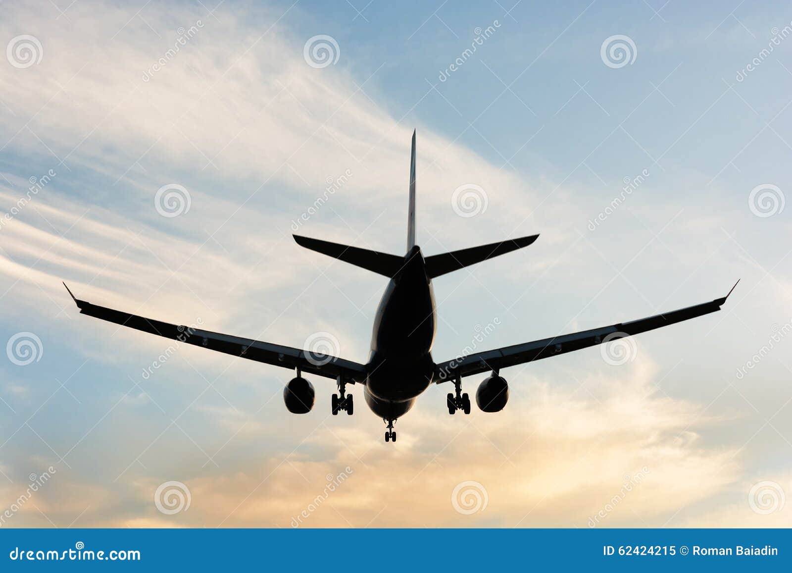 Landing plane. Back view stock image. Image of flying - 62424215