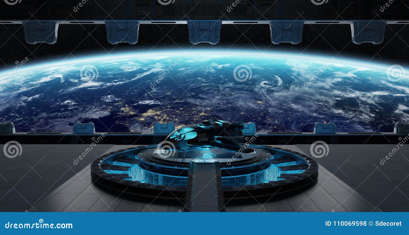 Landing Strip Spaceship Interior 3D Rendering Elements of this I Stock ...