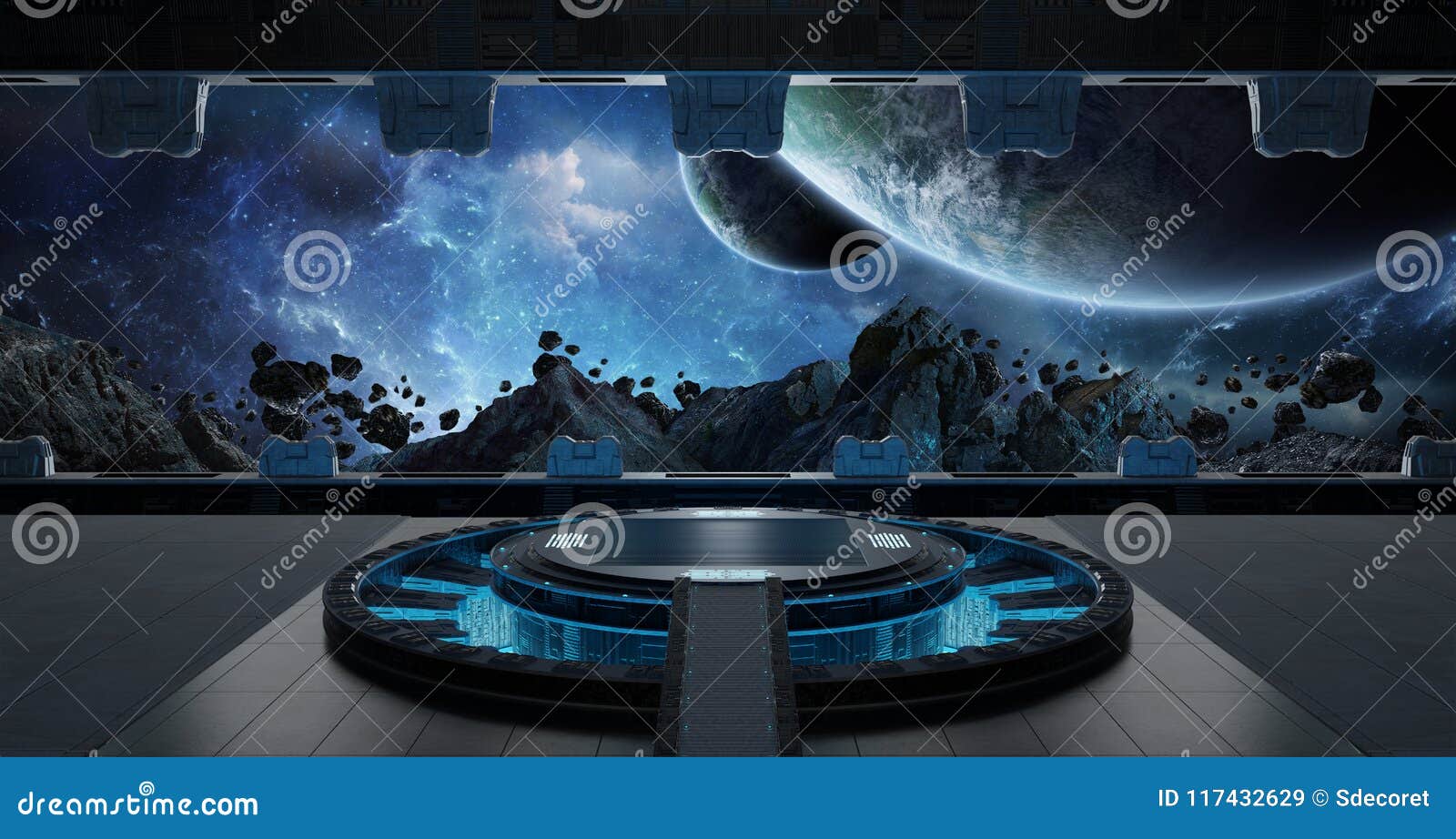 Landing Strip Spaceship Interior 3D Rendering Elements of this I Stock ...