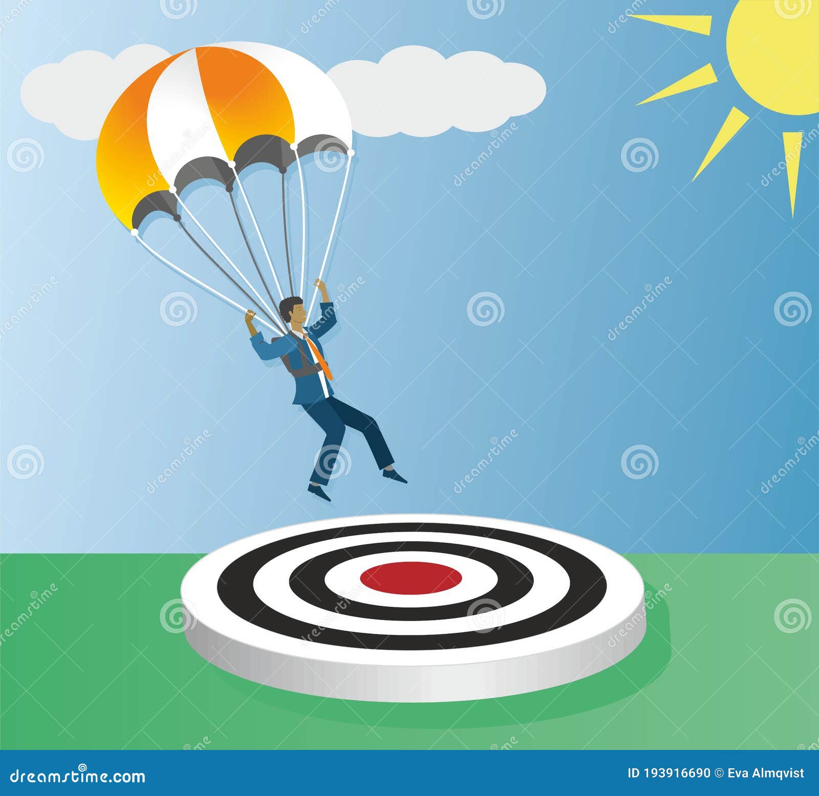 Landing on Target with Parachute. Vector Illustration. Stock Vector ...
