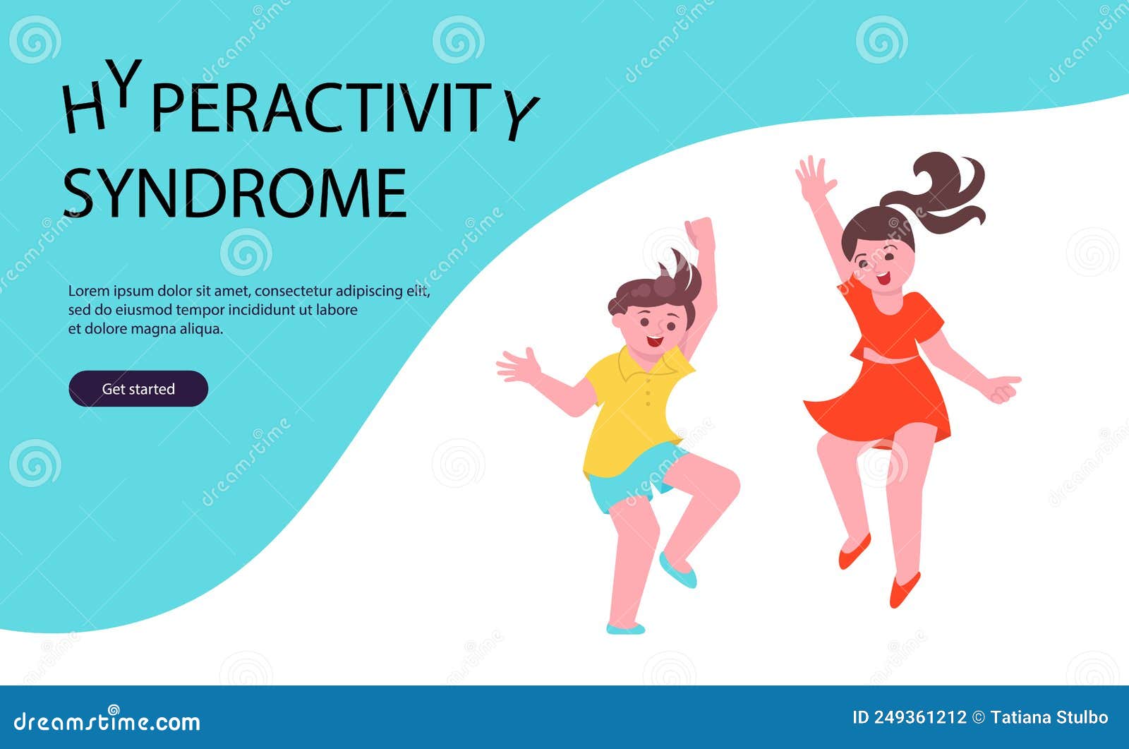 Landing Web Page Template with Hyperactive Children Problem Stock ...
