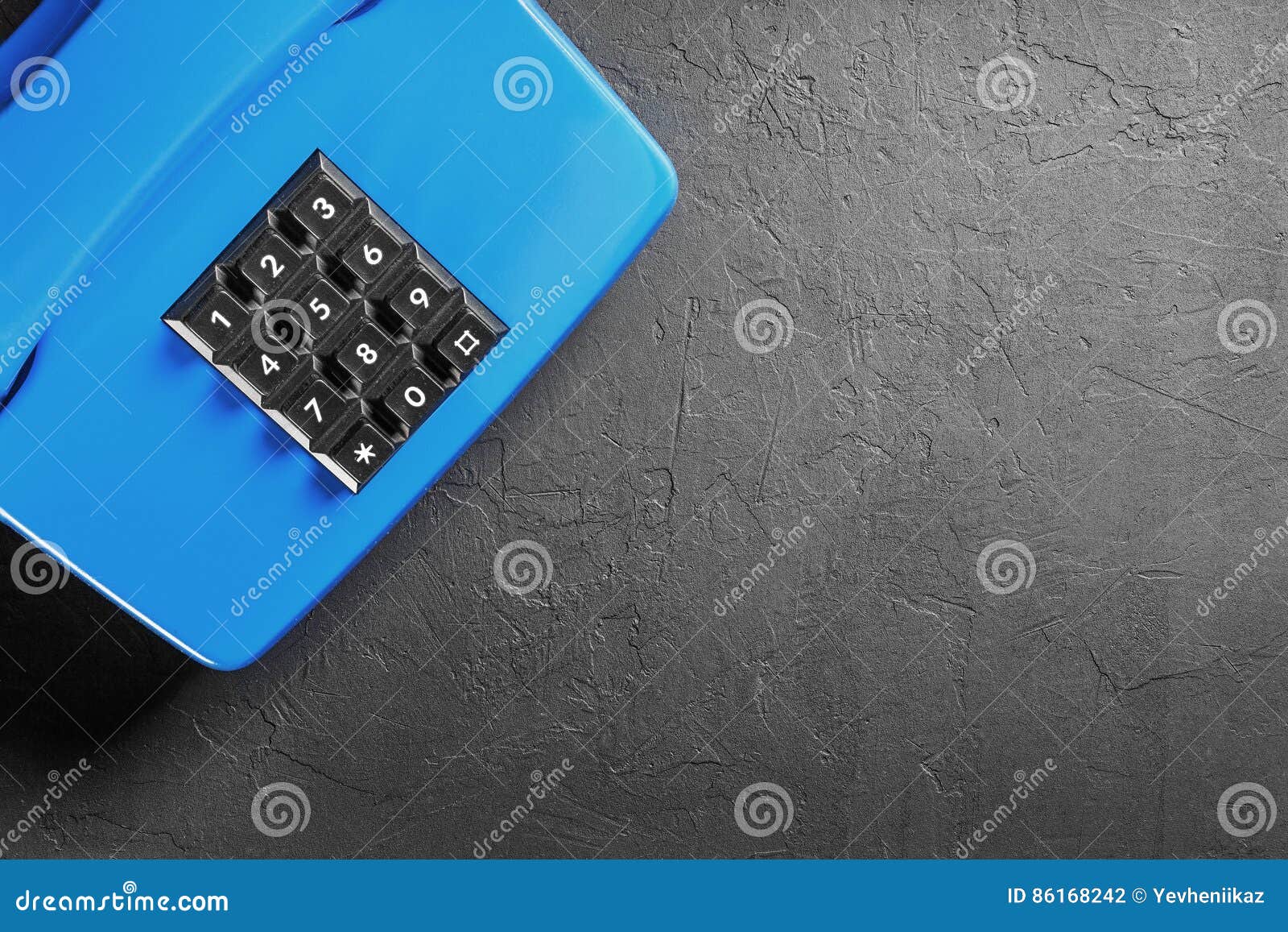 Landline Blue Phone on a Gray Wall Background Stock Photo - Image of ...