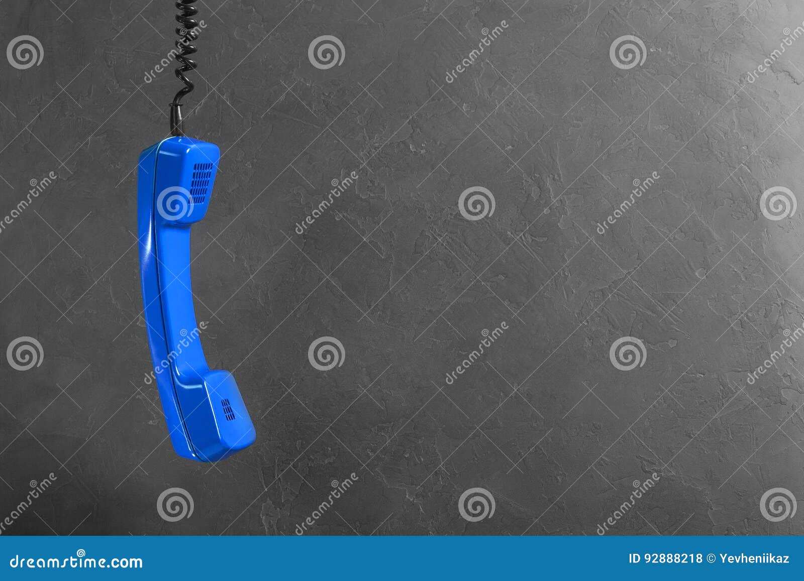 Landline Blue Phone on a Gray Wall Background Stock Photo - Image of ...