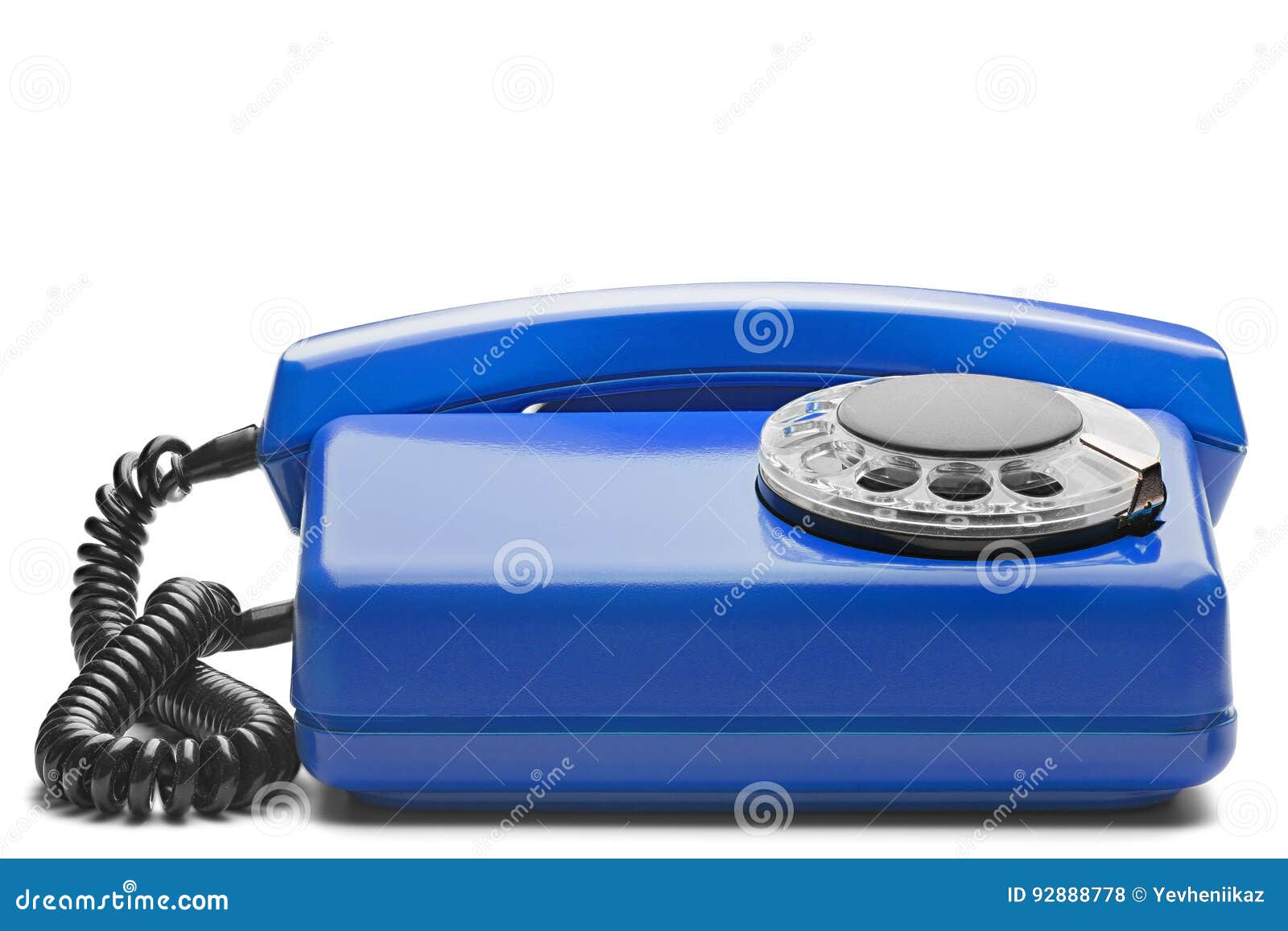 Landline Blue Phone on Isolated Background with a Shadow Stock Photo ...