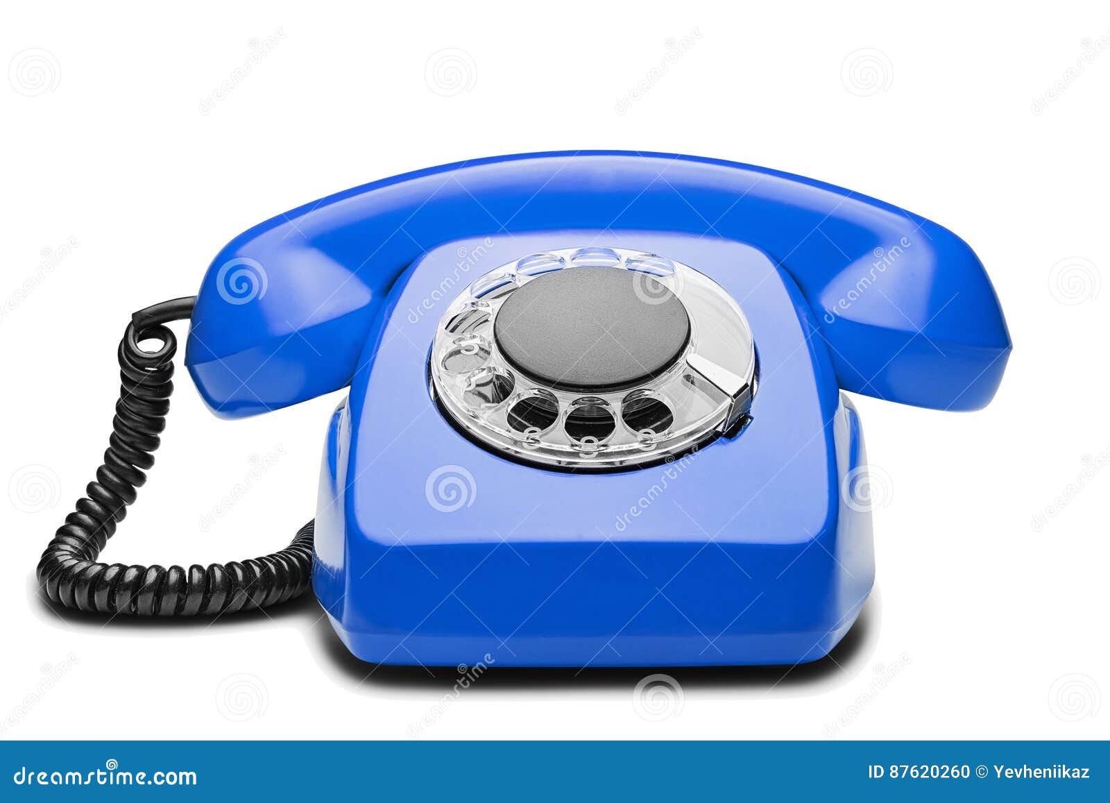 Landline Blue Phone on a Isolated White Background Stock Photo - Image ...