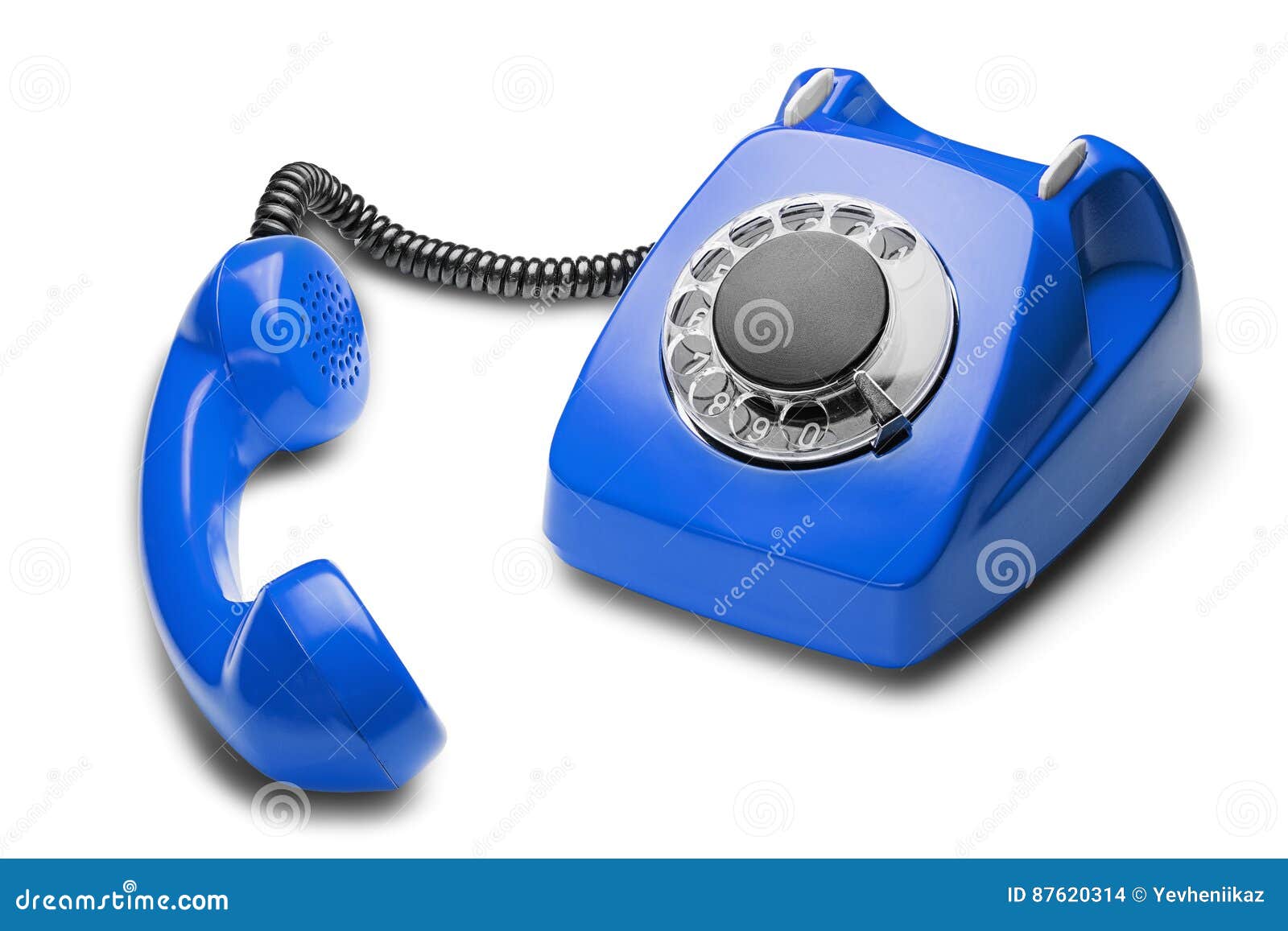 Landline Blue Phone on a Isolated White Background Stock Photo - Image ...
