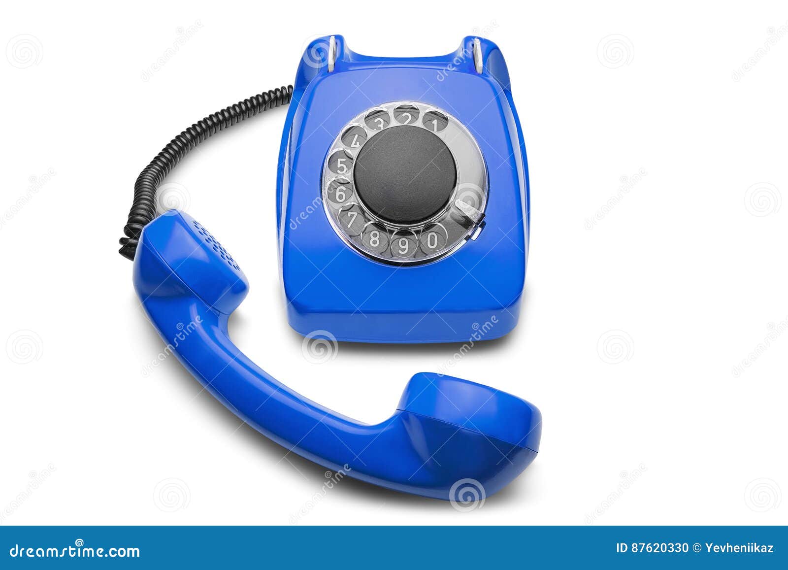 Landline Blue Phone on a Isolated White Background Stock Photo - Image ...