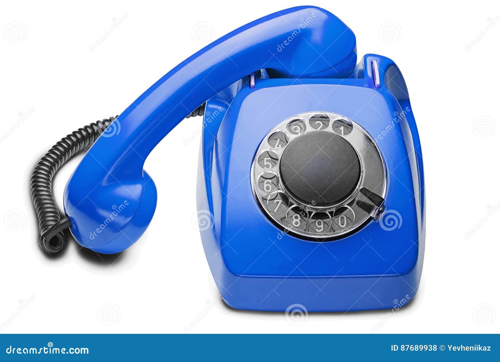 Landline Blue Phone on a Isolated White Background Stock Photo - Image ...